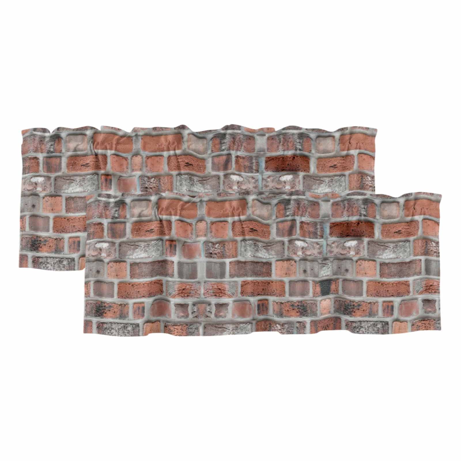 2 Pack Red Brick Wall Valances for Windows Bedroom Living Room Window ...