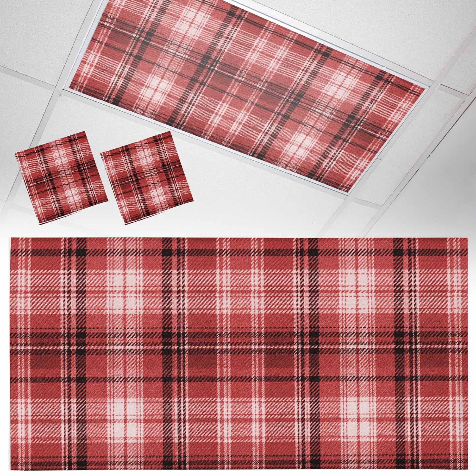 2 Pack Red Buffalo Plaid Fluorescent Light Covers for Ceiling Lights ...