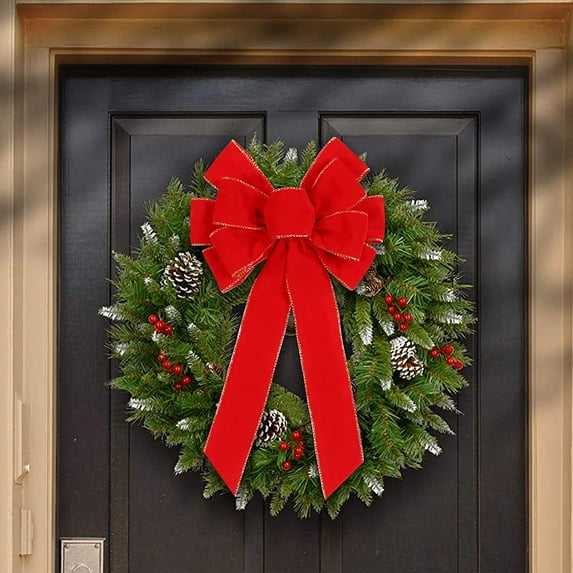 2 Pack Red Christmas Bows Outdoor Decorations,12”x20” Large Christmas ...