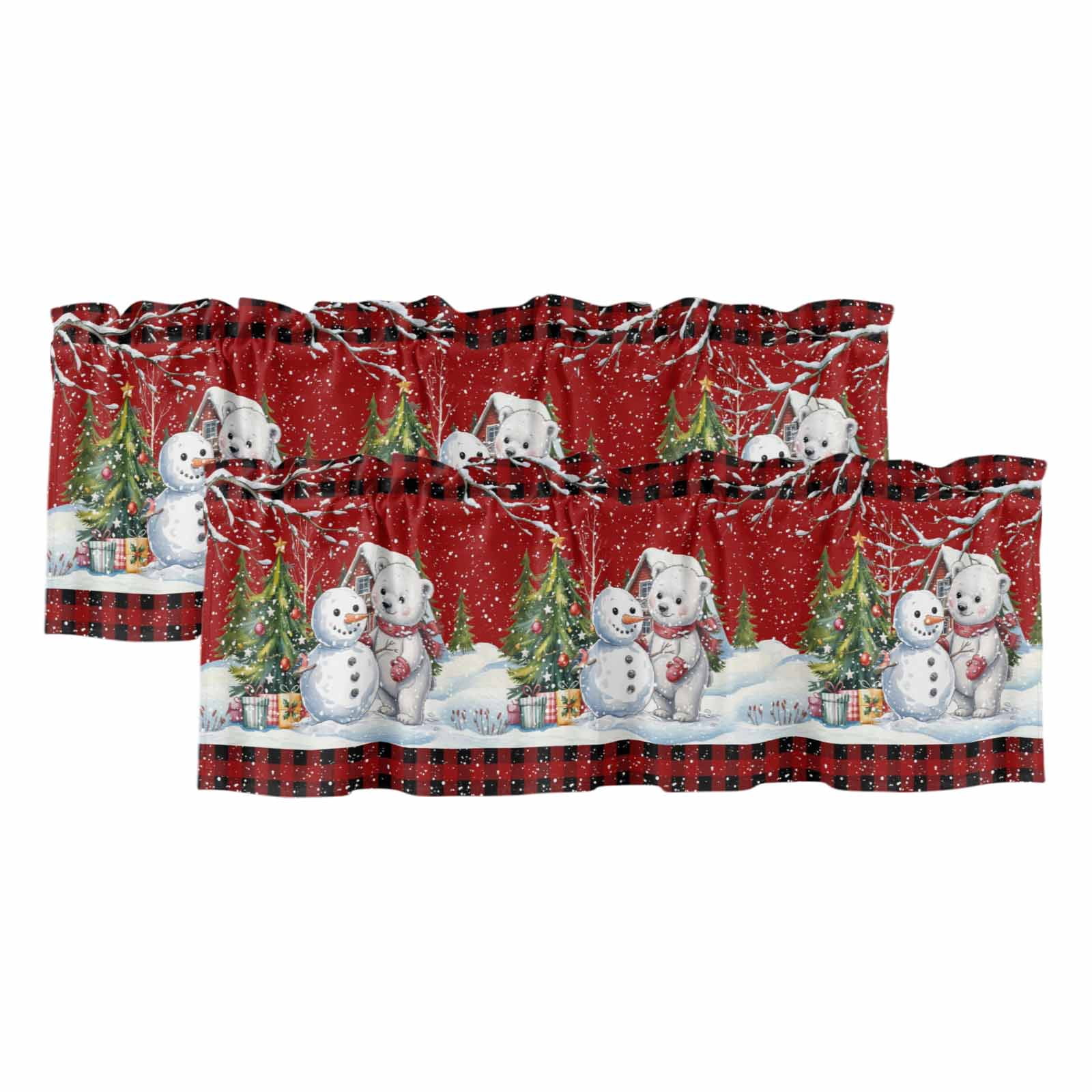 2 Pack Red Christmas Valances for Windows Bedroom Living Room Window ...