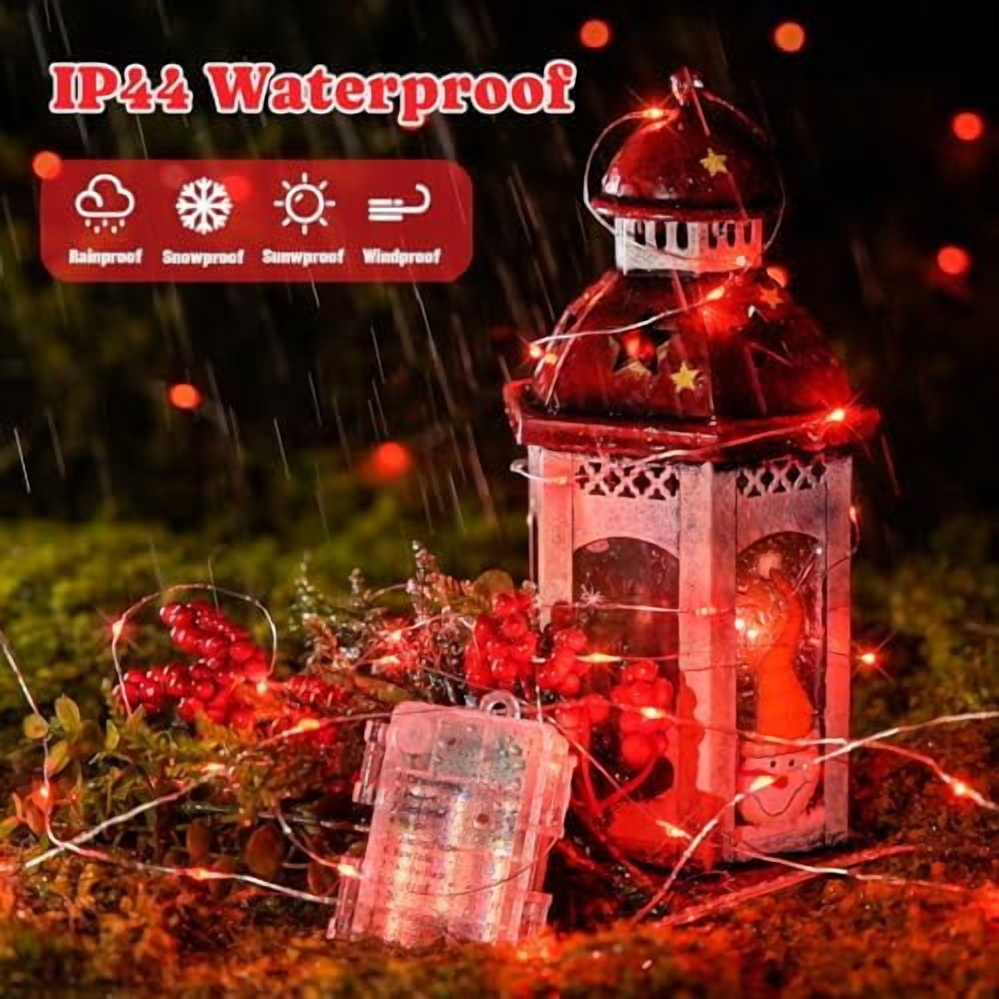 2 Pack Red Fairy Lights Battery Operated, Total 400 LED 132ft Christmas ...