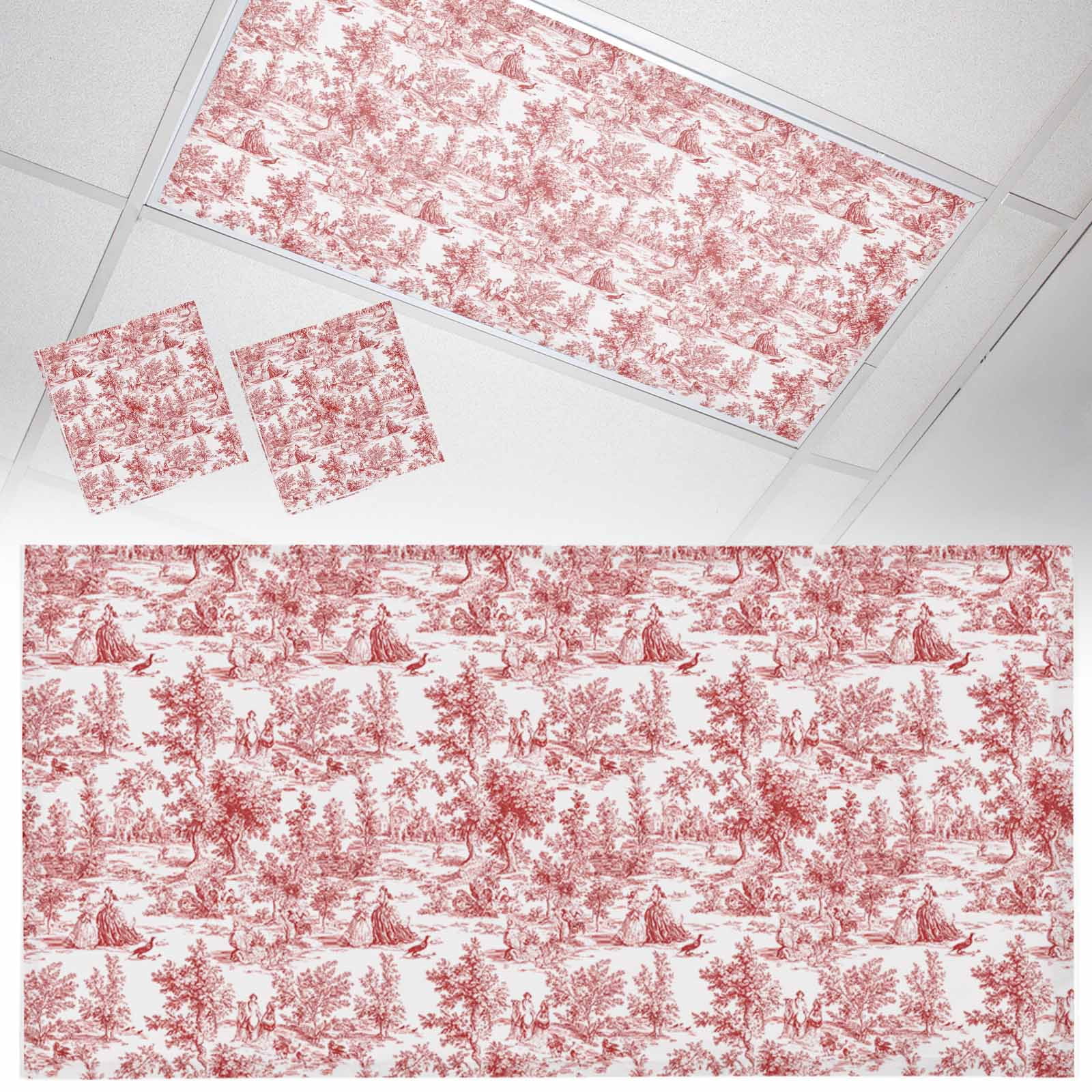 2 Pack Red Fluorescent Light Covers for Ceiling Lights Cycling Pattern ...