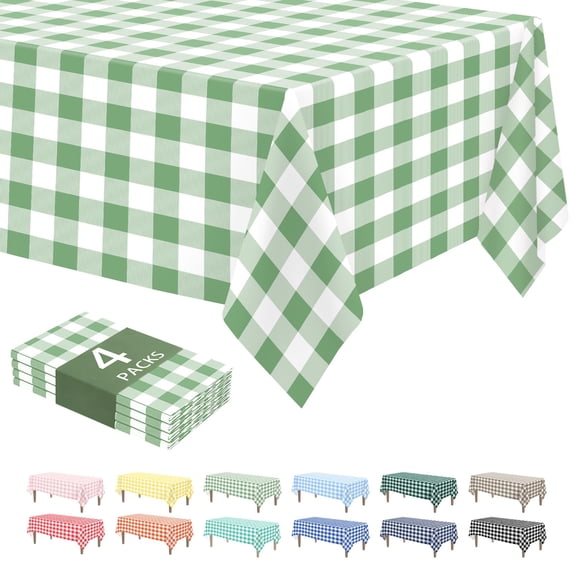 2 Pack Red Gingham Tablecloths 54 x 108 Inches Checkered Plastic ...