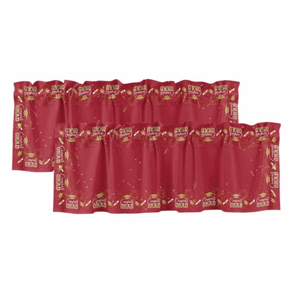 2 Pack Red Graduation Cap Valance for Window Gold Stars Academic ...