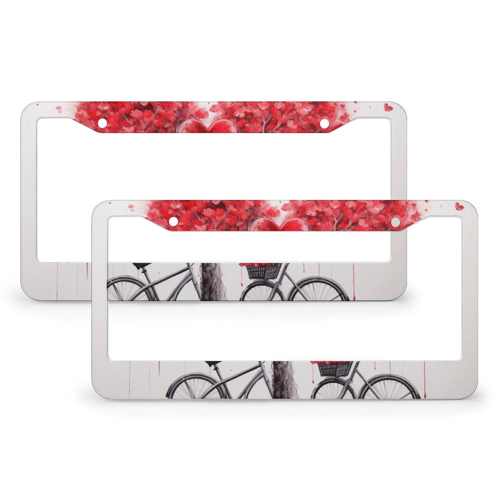 2 Pack Red Heart Tree With Love Bicycle License Plate Frame Spring ...