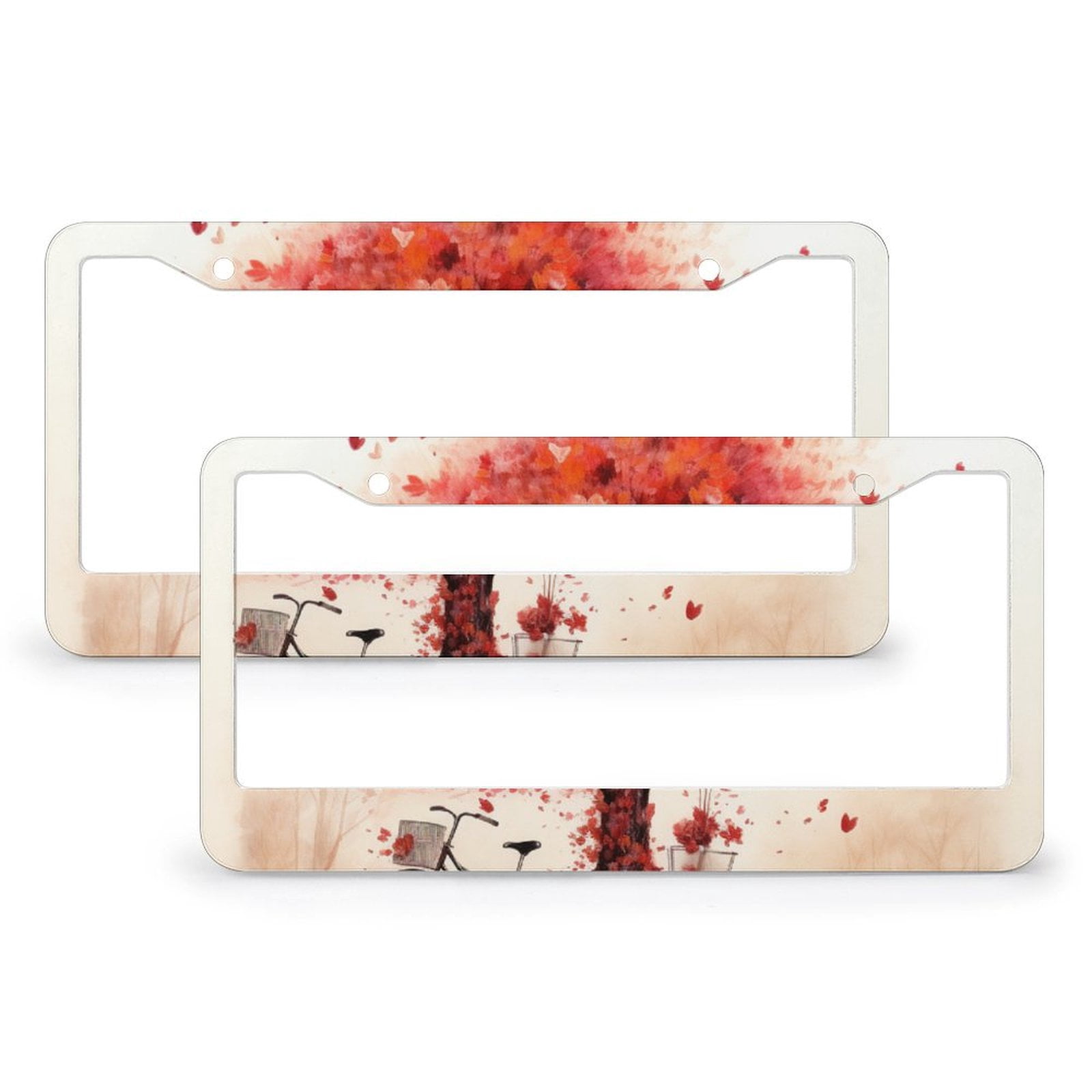 2 Pack Red Heart Tree With Love Bicycle License Plate Cover Anniversary ...