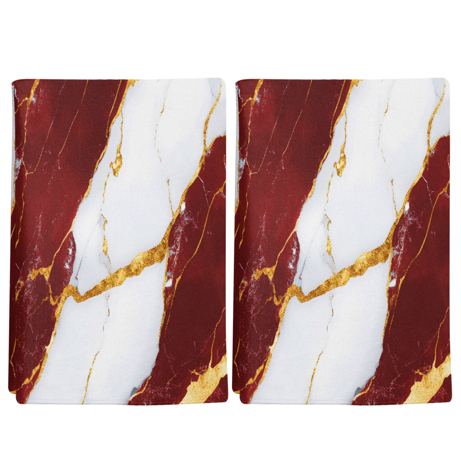 2 Pack Red Marble Kitchen Towels Gold Foil Modern Abstract Minimalist ...