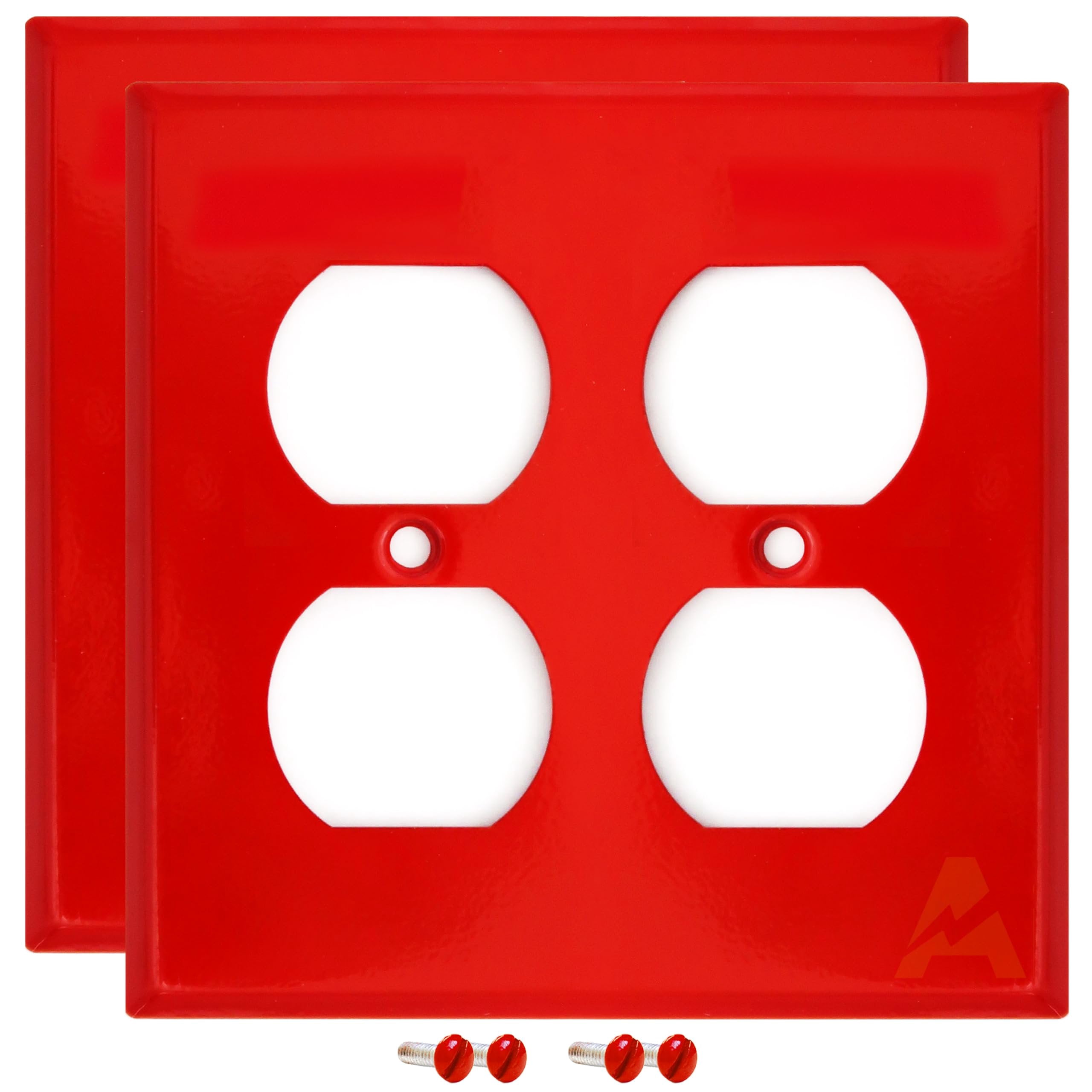 2 Pack Red Metal Duplex Receptacle Covers, Highly Visible Red Duplex ...
