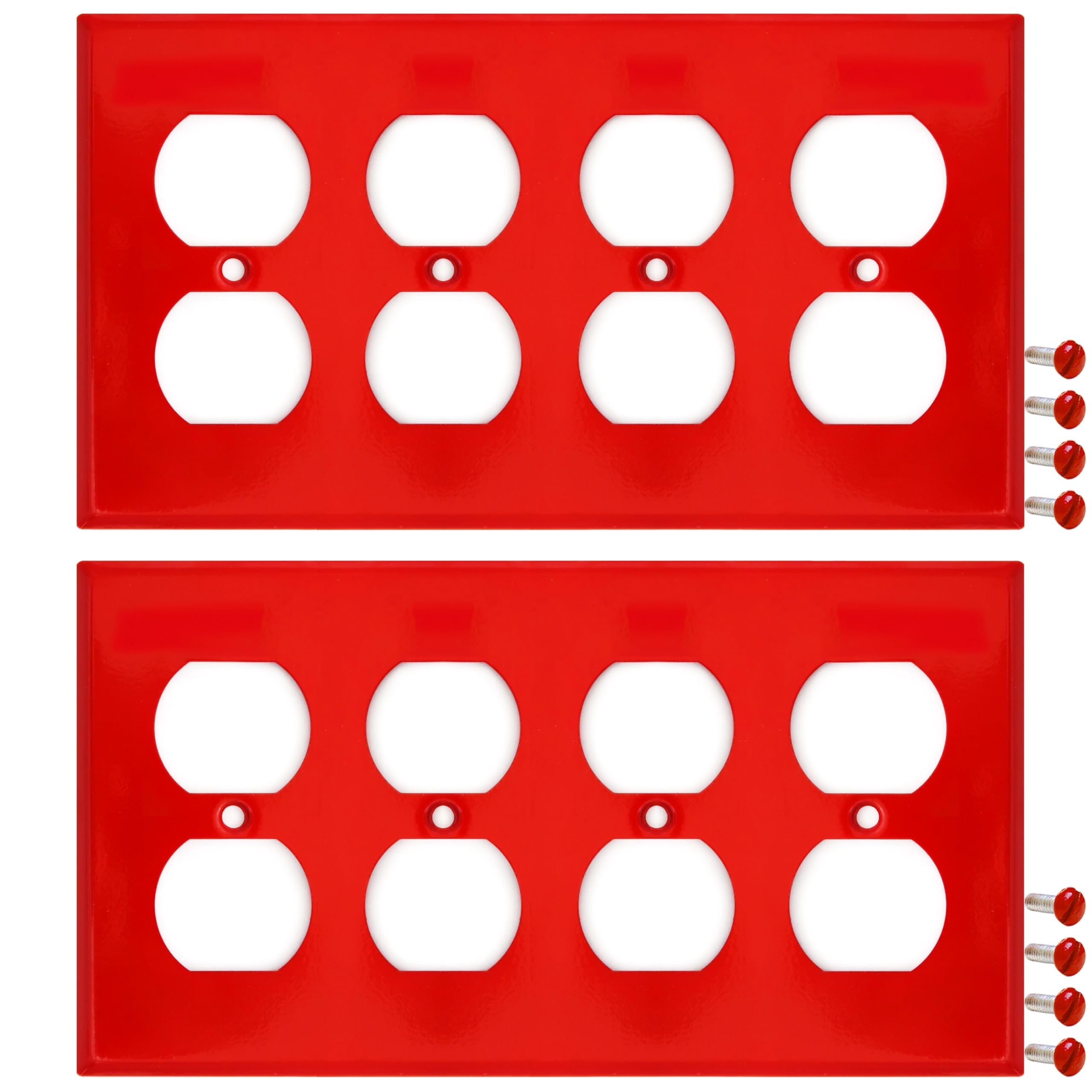 2 Pack Red Metal Duplex Receptacle Covers, Highly Visible Red Duplex ...