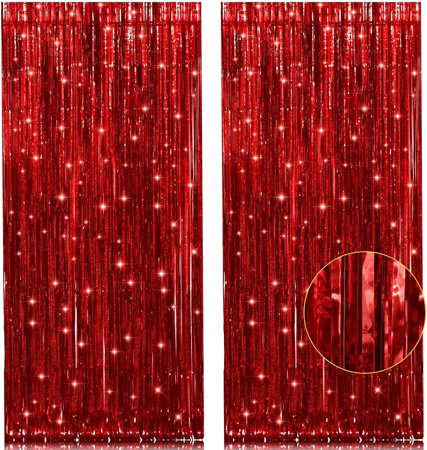 2 Pack Red Metallic Tinsel Foil Fringe Curtain 3 2ft X 8 2ft Tinsel