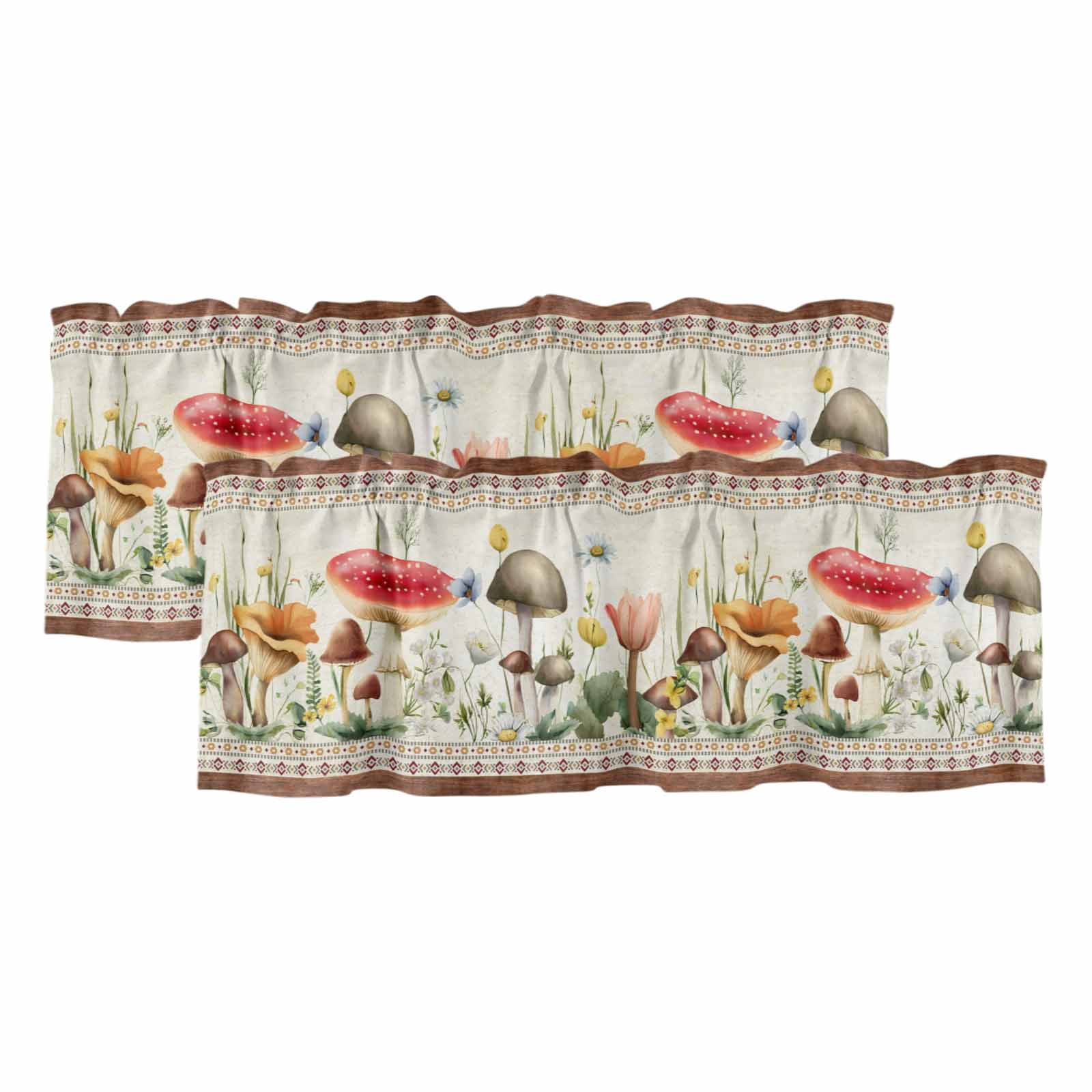 2 Pack Red Mushroom Valances for Windows Bedroom Living Room Window ...