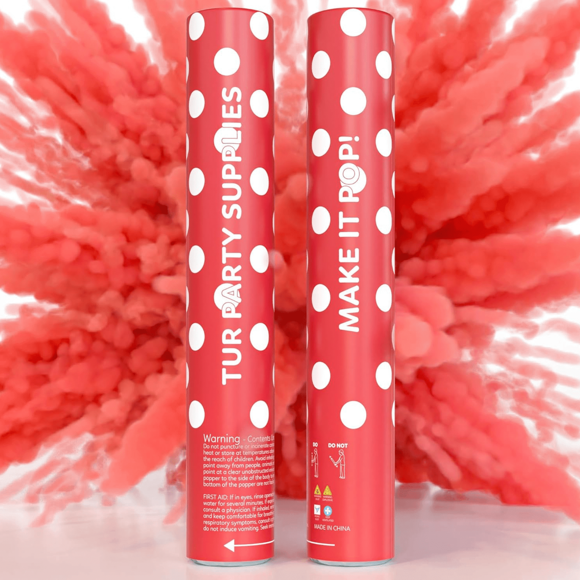 TUR Party Supplies Red Powder Poppers 2 Pack, Biodegradable No-Mess ...