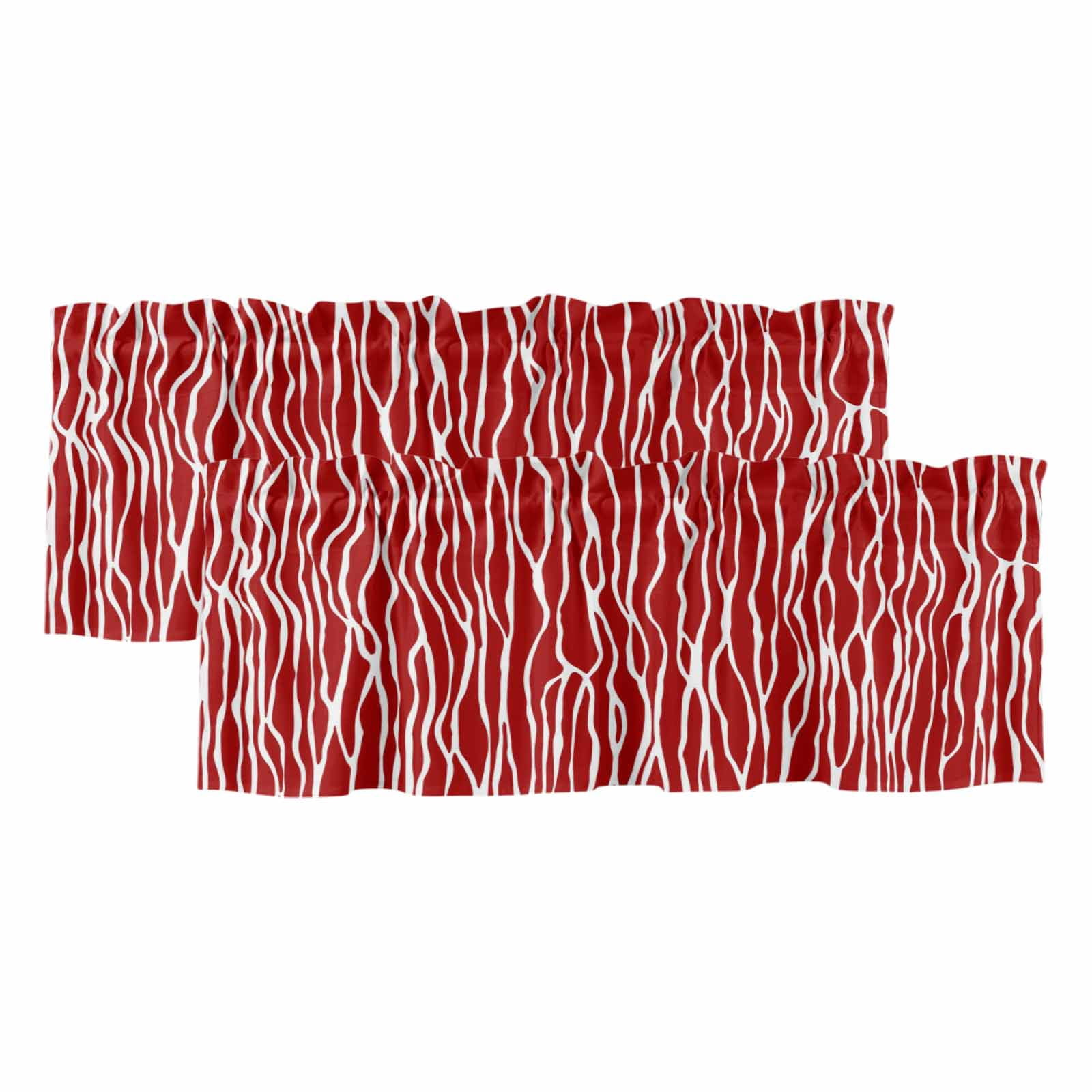 2 Pack Red Striped Valances for Windows Bedroom Living Room Window ...