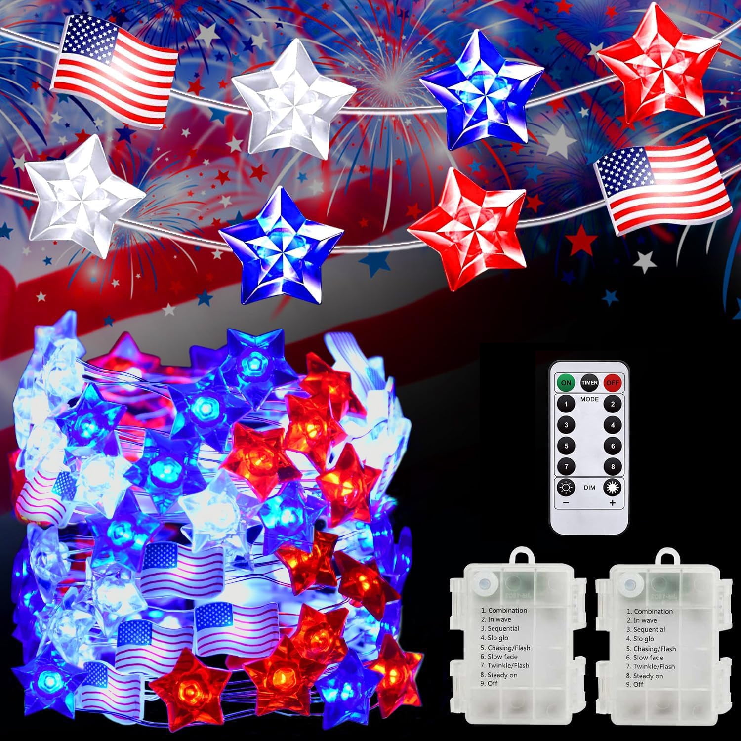 Russell Decor Patriotic USA Letter and Star Yard Sign Lights ...