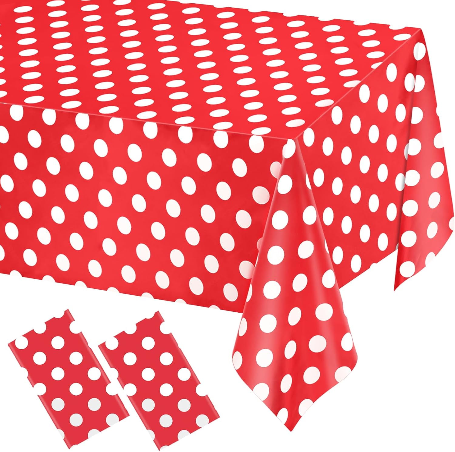 2 Pack Red and White Polka Dot Tablecloths \u2013 Disposable Plastic ...