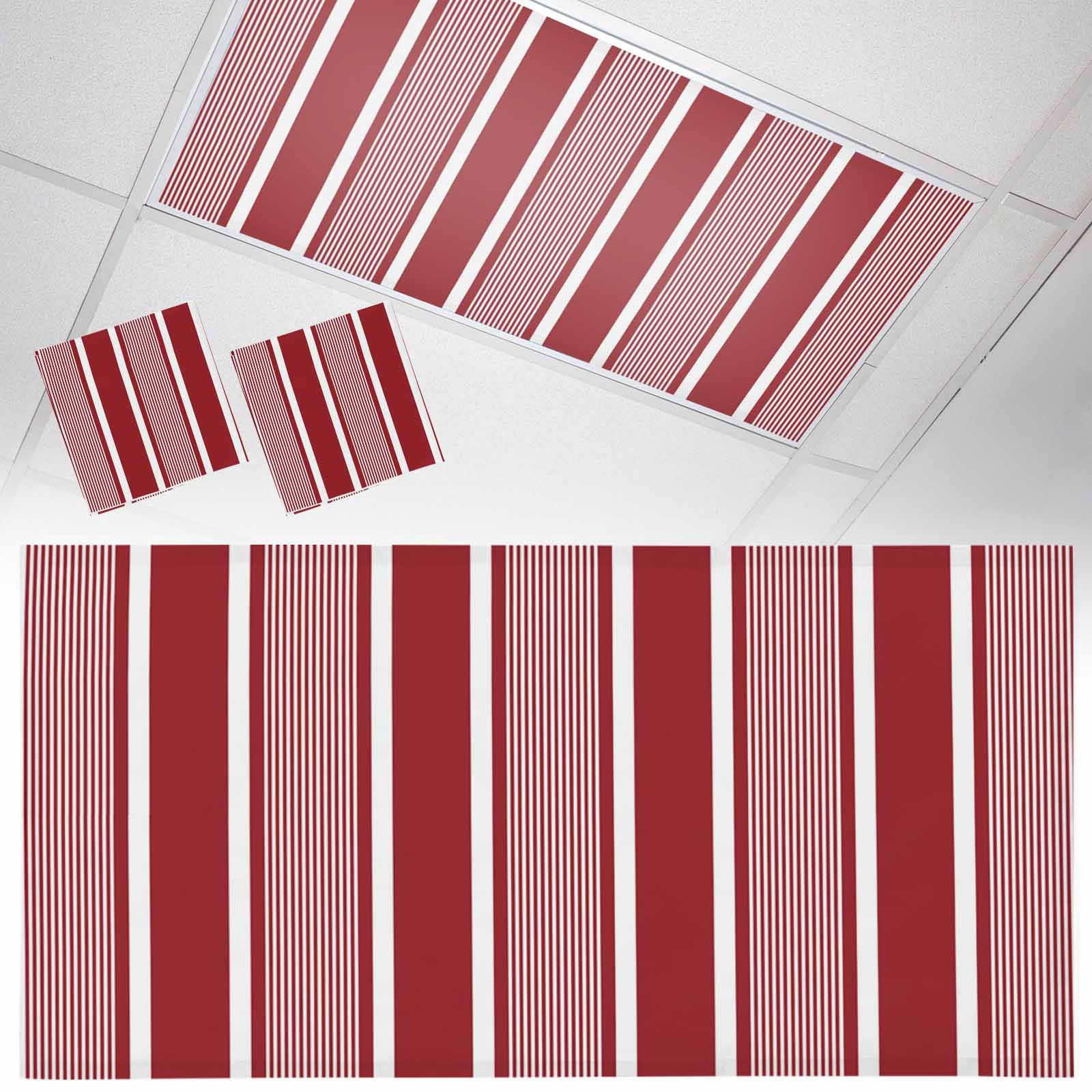 2 Pack Red White Stripes Fluorescent Light Covers for Ceiling Lights ...