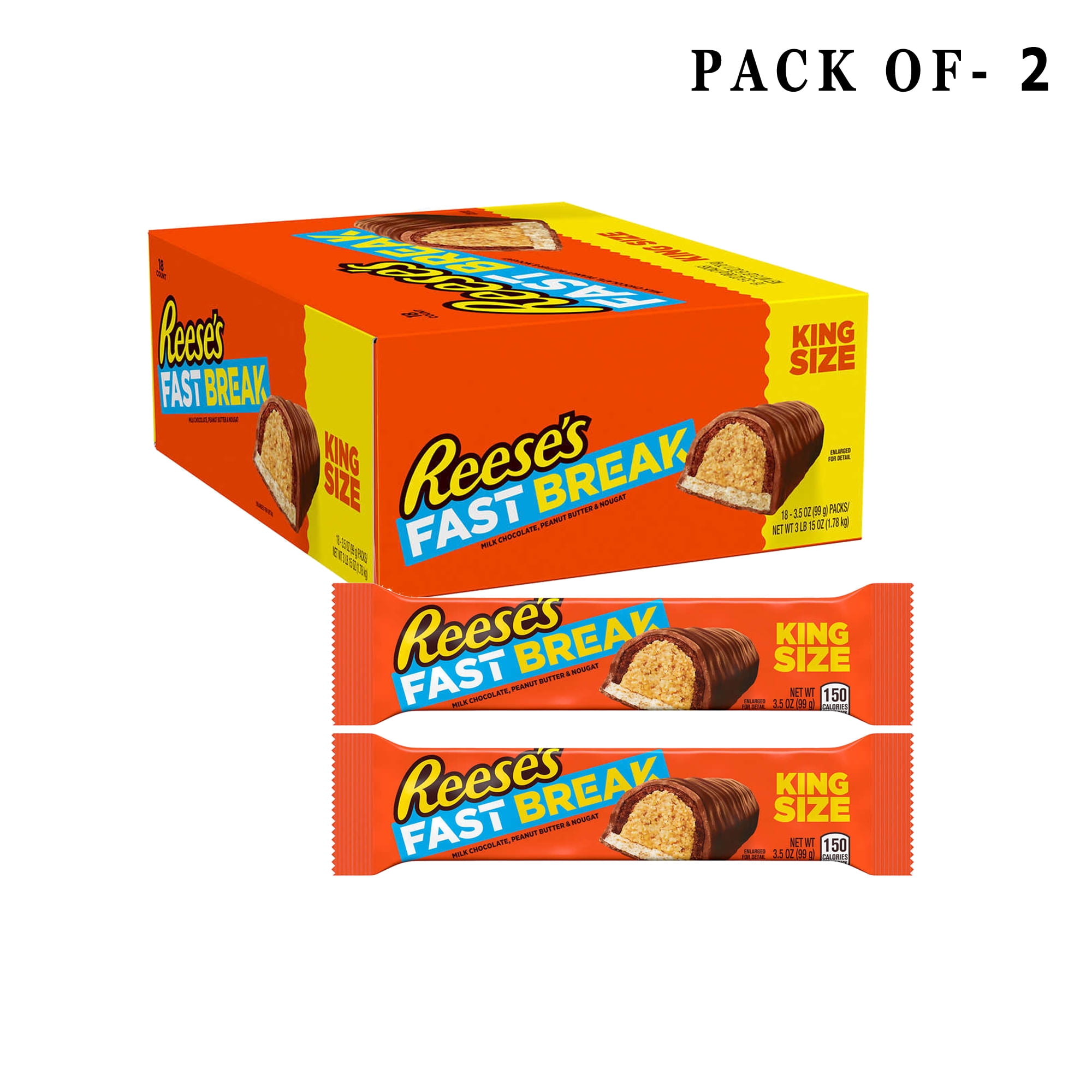 2 Pack Reese's Fast Break King Size Snack Bar | 3.5 Oz Per Bar | Buy ...