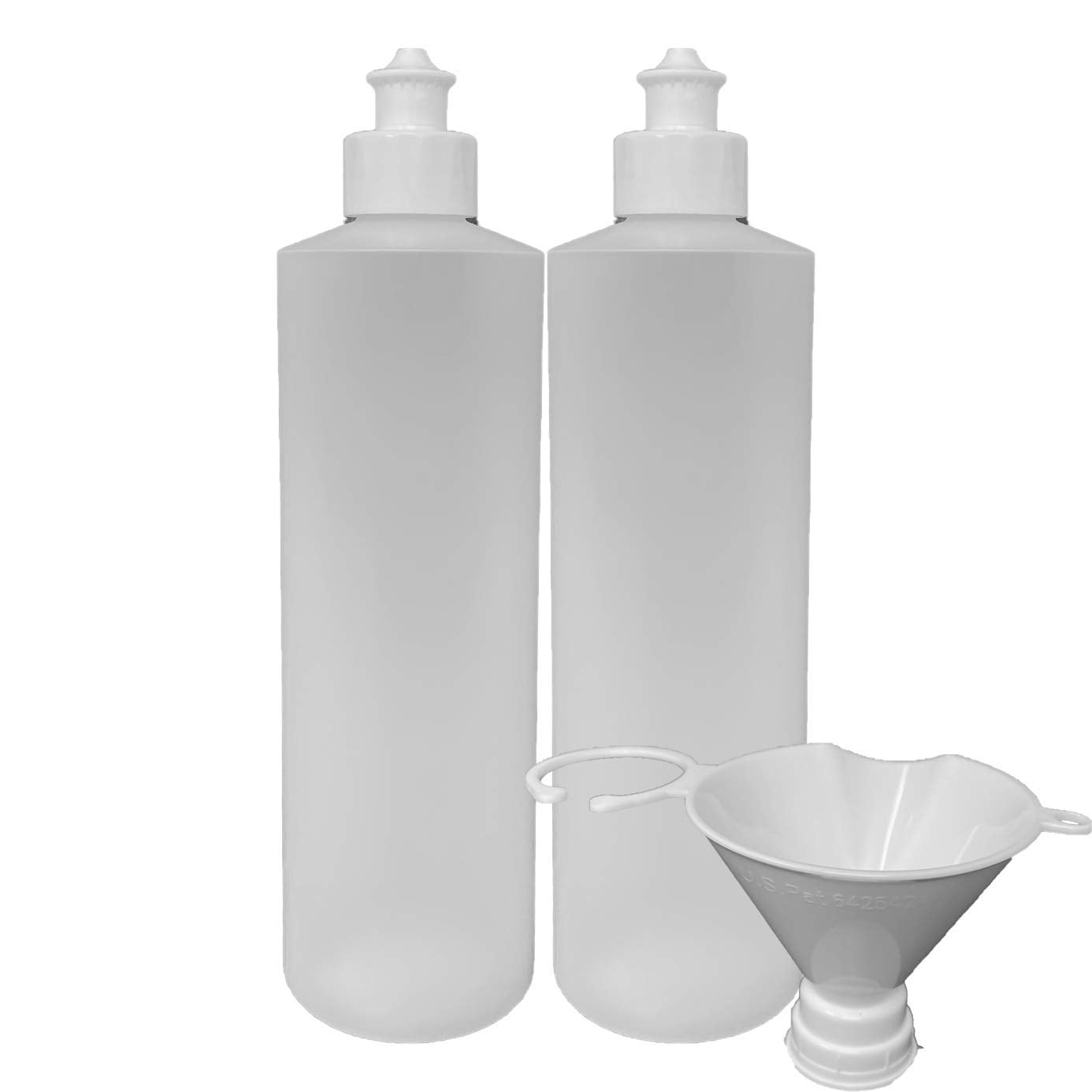 2 Pack Refillable 16 Ounce HDPE Squeeze Bottles With Push/Pull Button ...