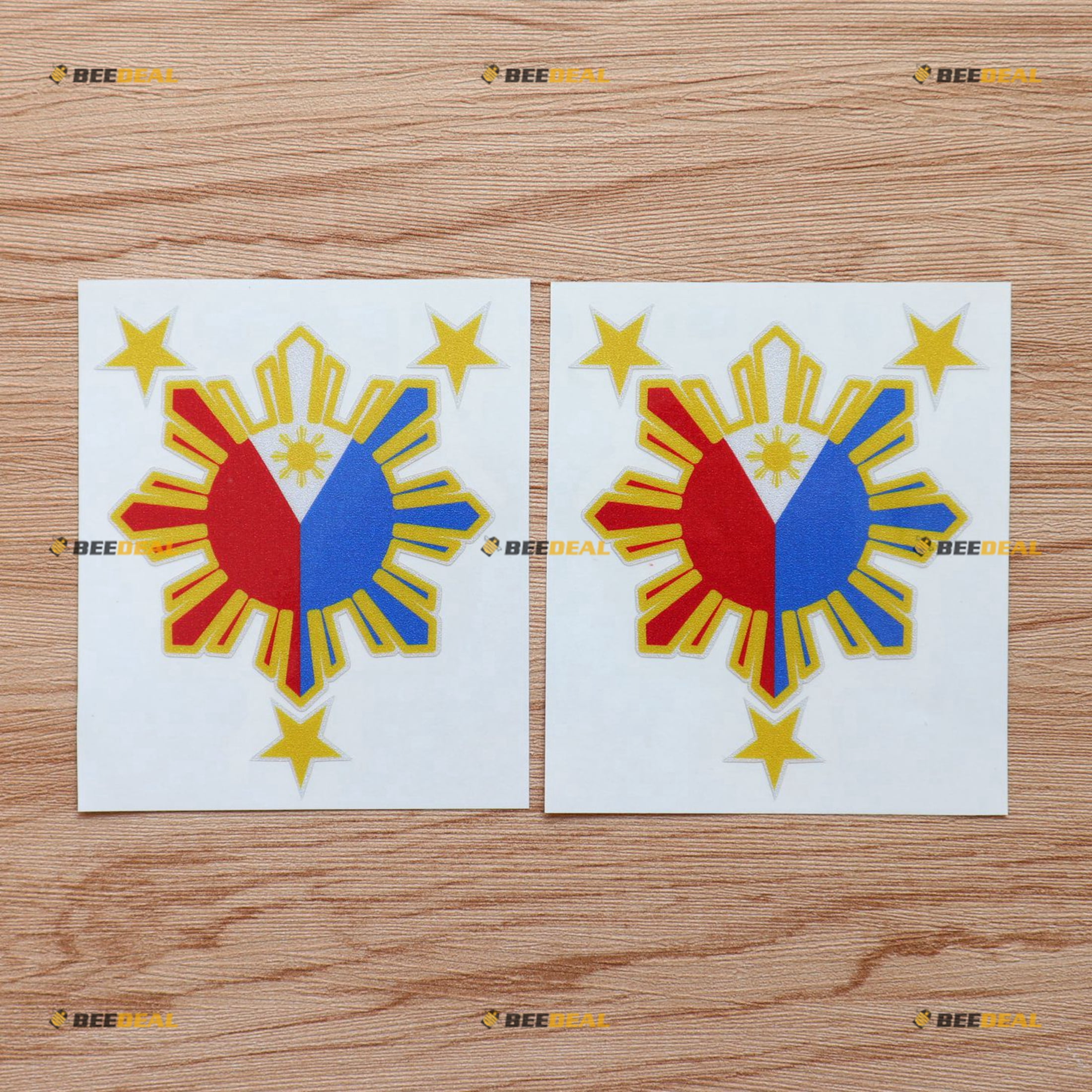 2 Pack Reflective, 4 Inches - Philippines Eight-ray Sun Stars Flag ...