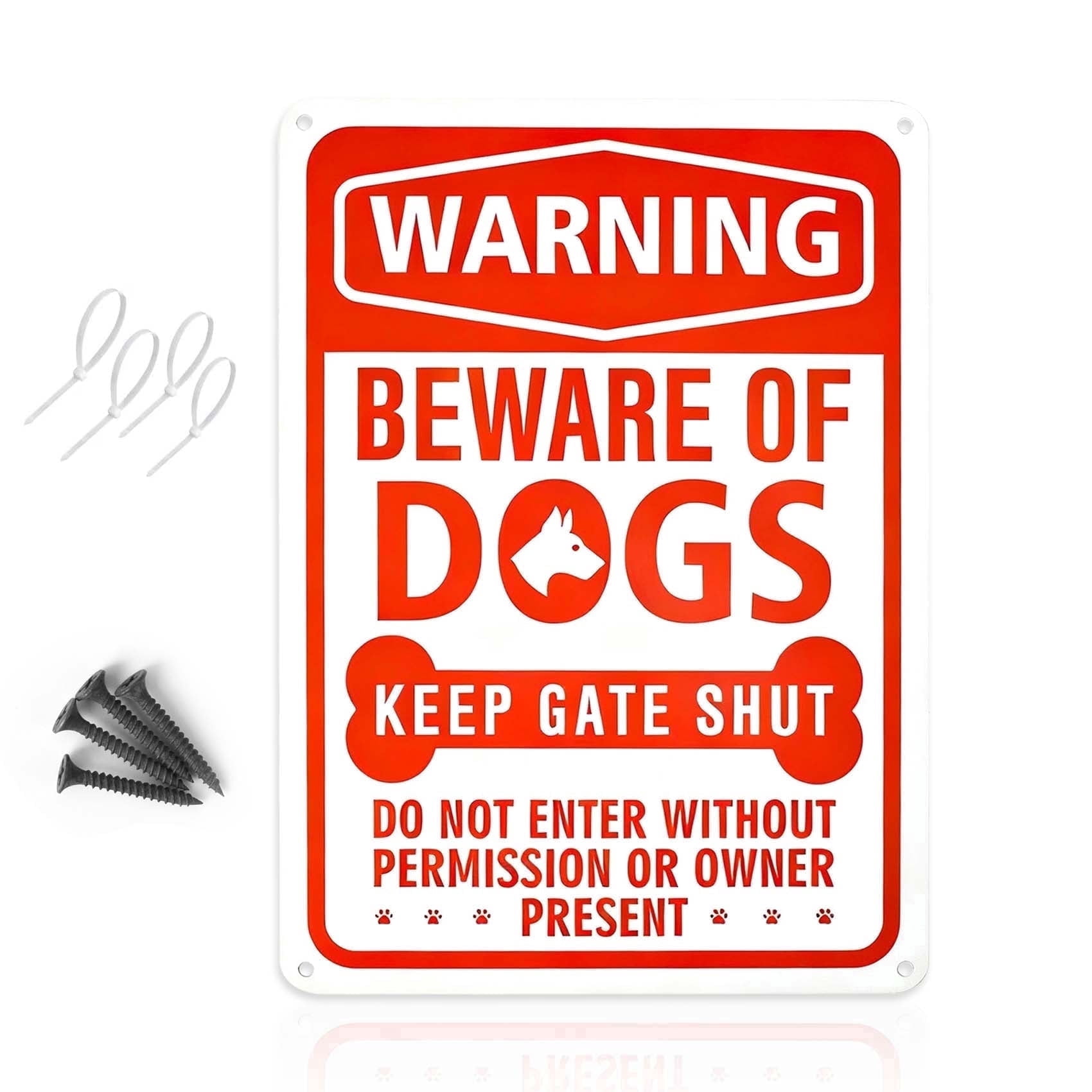 ZLZLCFZE, Beware of Dog Sign, 10x7 inch, Red Aluminum Weatherproof ...