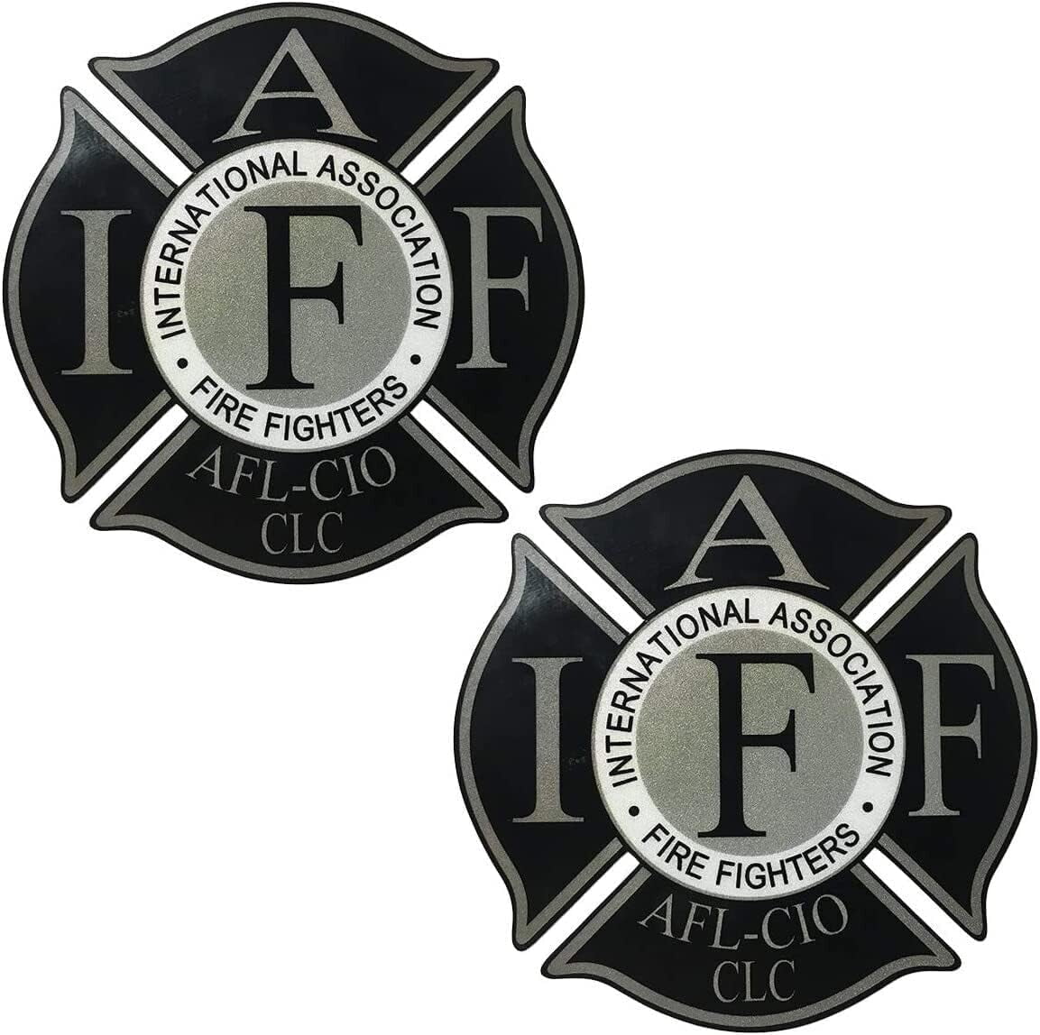 2-Pack Reflective Black IAFF Union Decal | 4" Vinyl Firefighter Badge ...