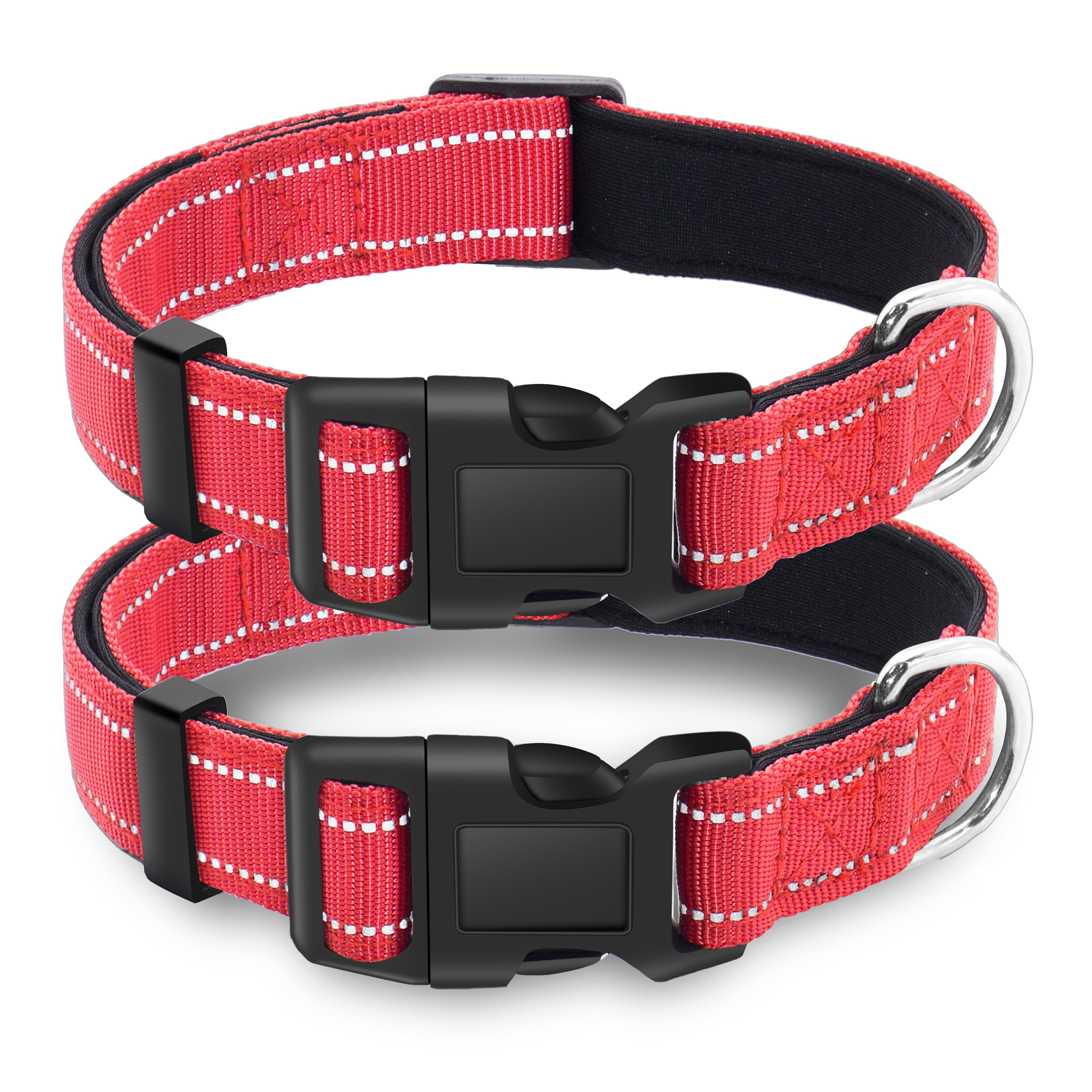 2 Pack Reflective Dog Collar with Safety Locking Buckle, Adjustable ...