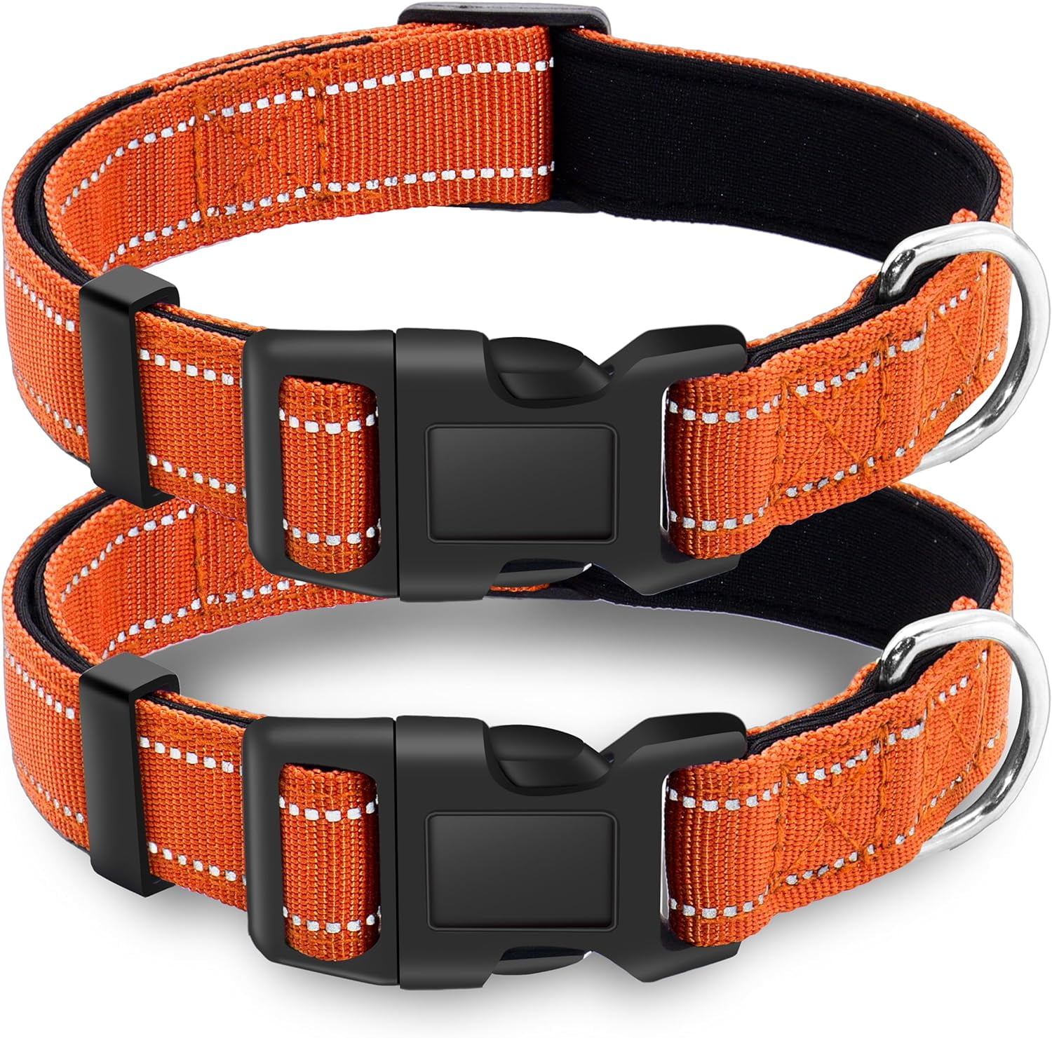 2 Pack Reflective Dog Collar with Safety Locking Buckle, Adjustable ...