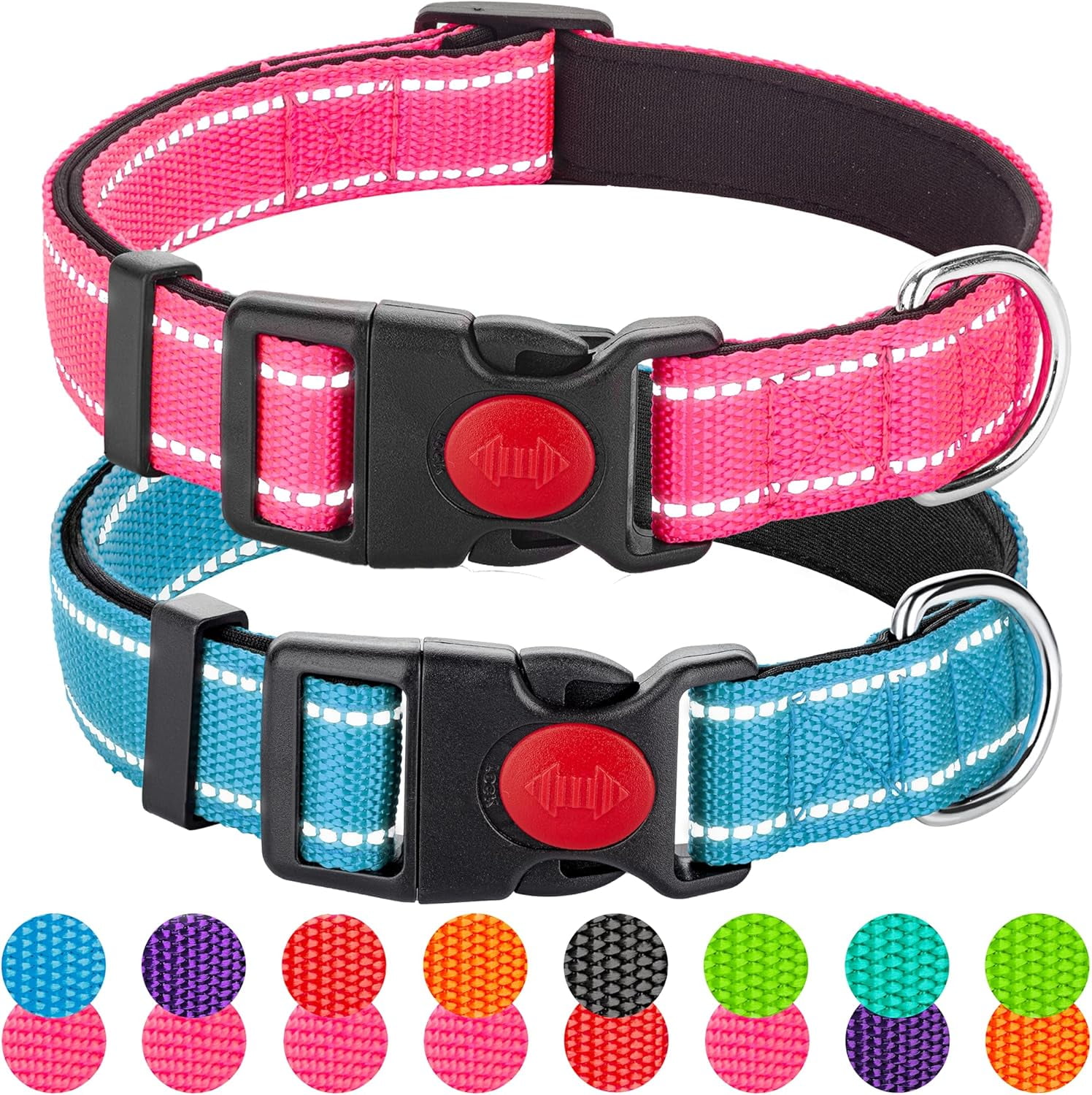 2 Pack Reflective Dog Collars for Medium Large and Small Breed Dogs ...