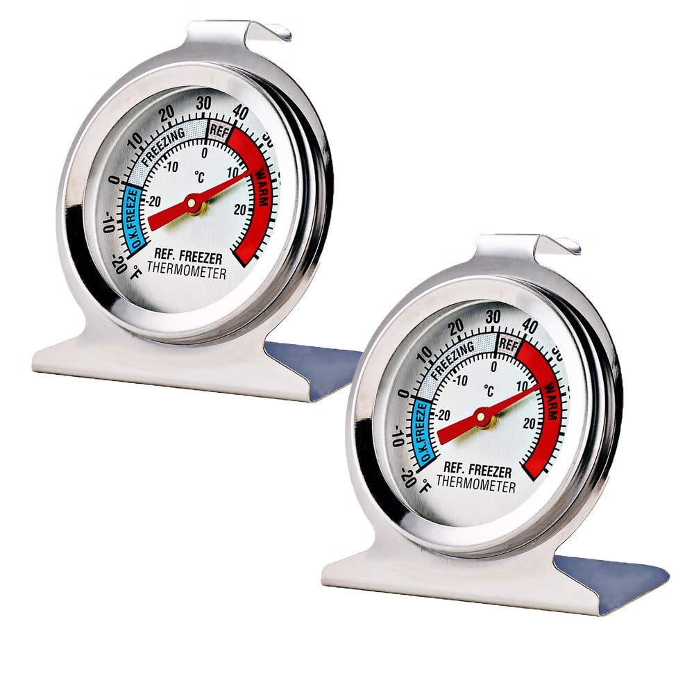 2 Pack Refrigerator Freezer Thermometer Large Dial Analog Thermometer ...