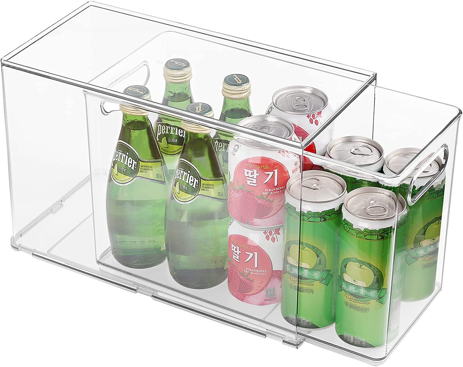 2 Pack Refrigerator Organizer Bins with Pull-out Drawer, Clear Fridge ...