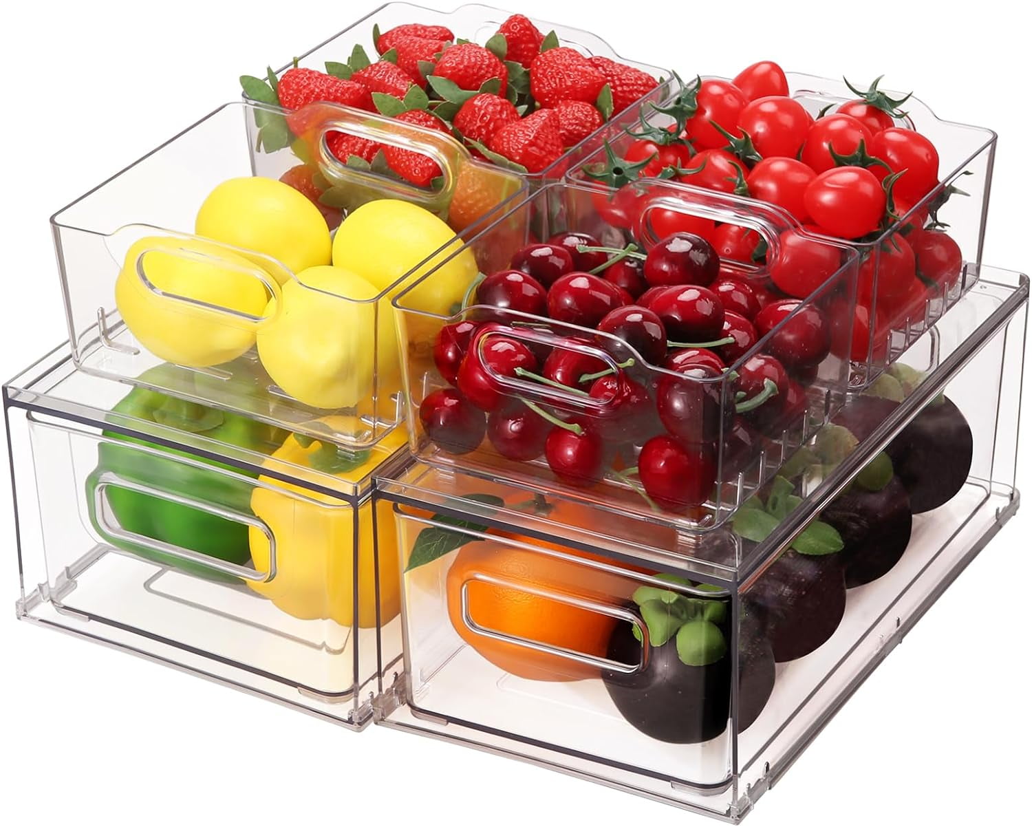 2 Pack Refrigerator Organizer Bins with Pull-out Drawer, Clear Fridge ...