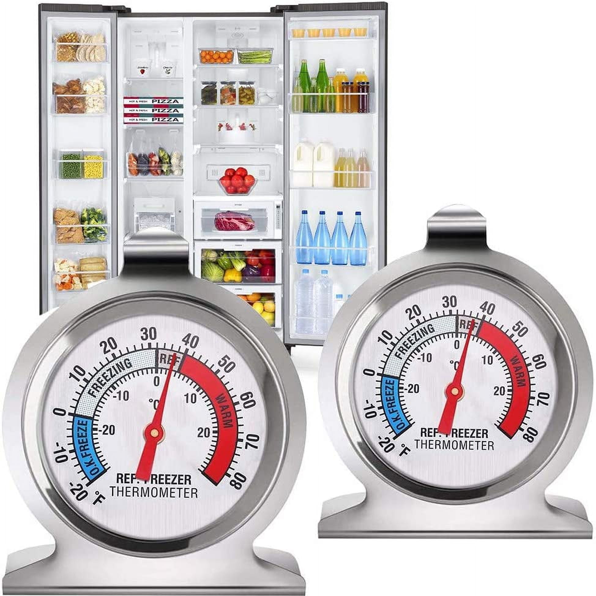 2 Pack Refrigerator Thermometer,-30~30°C/-20~80°F,Classic Fridge Analog ...