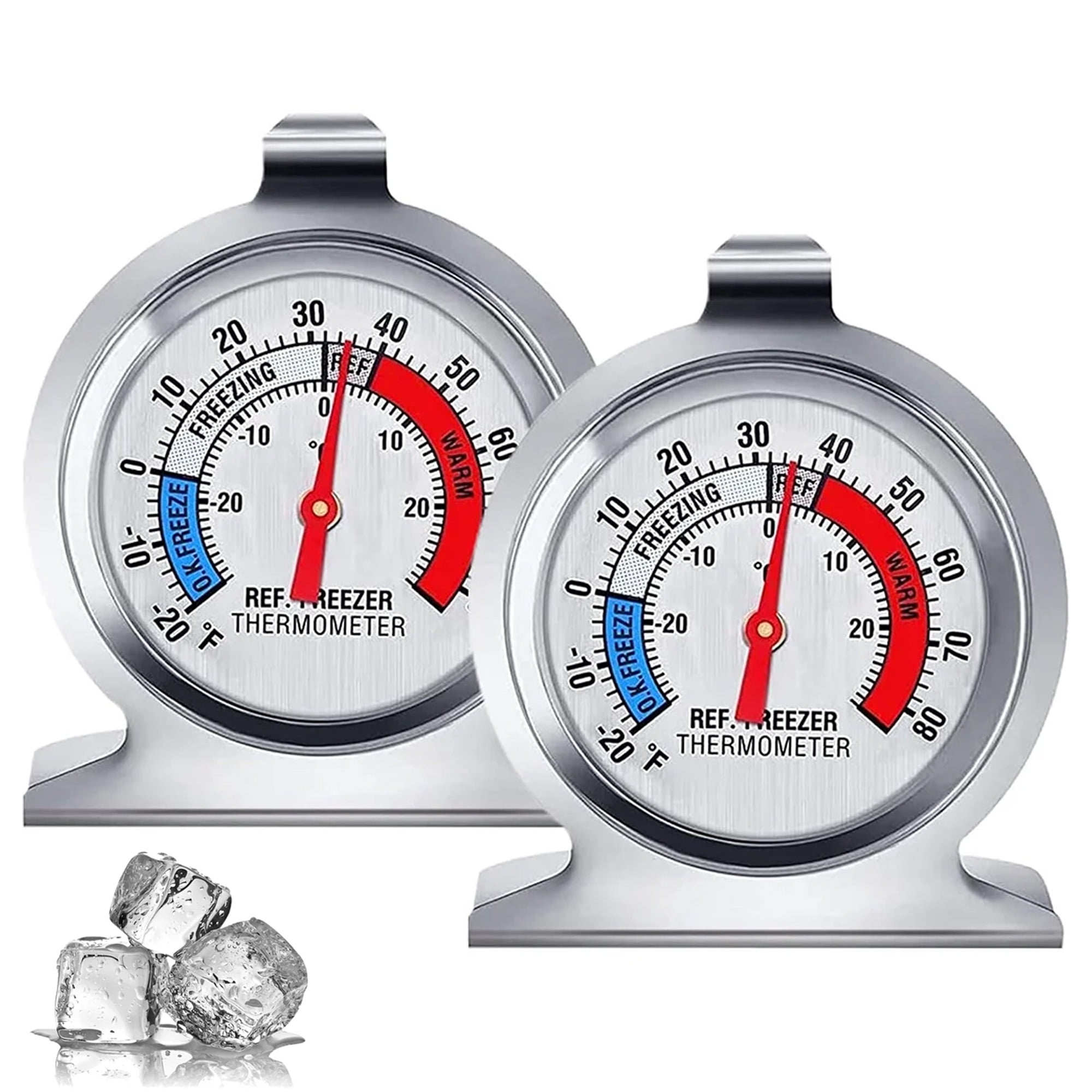 2-Pack Refrigerator Thermometer, Large Dial Freezer Thermometer,Classic ...