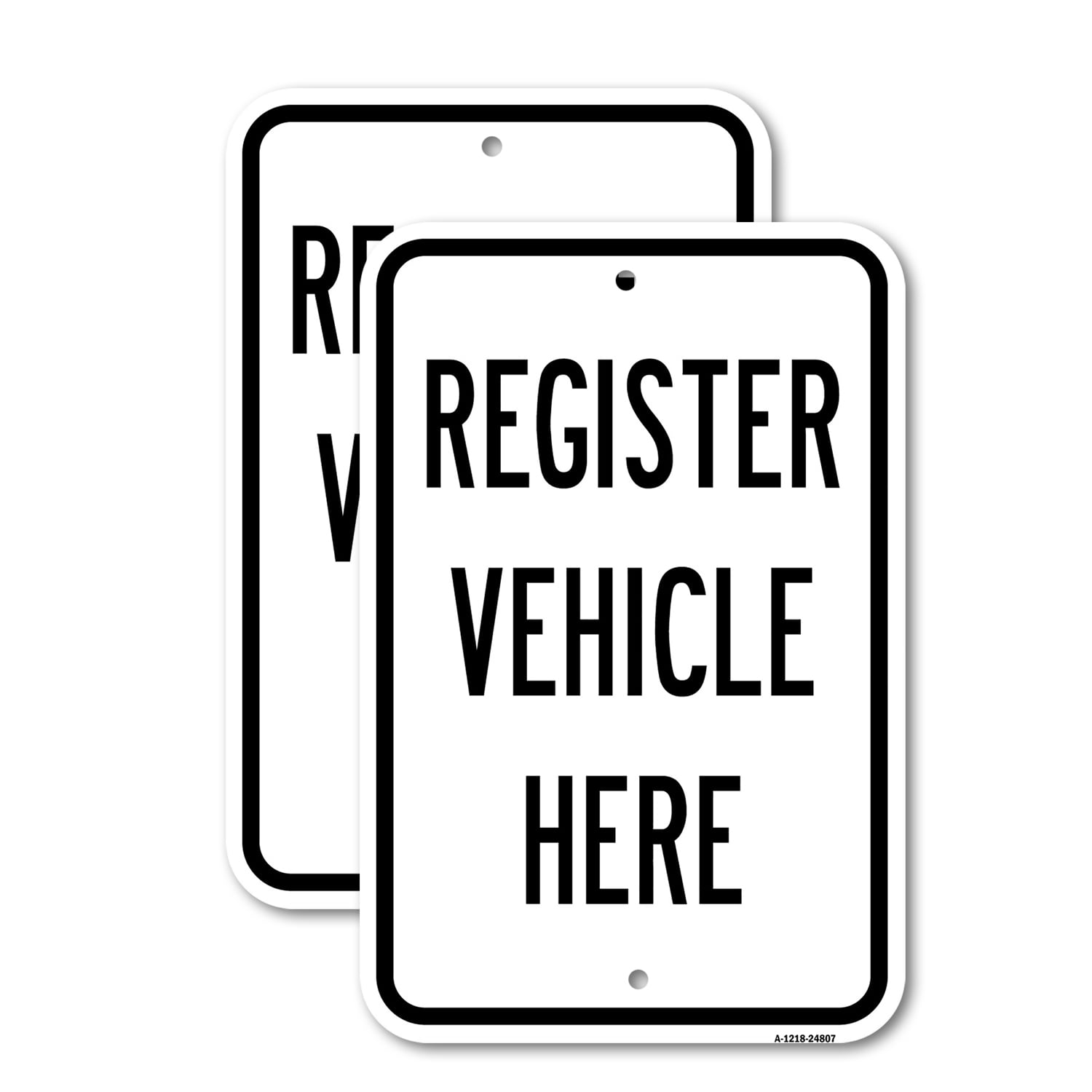(2 Pack) Register Vehicle Here | 12" X 18" Heavy-Gauge Aluminum Sign ...
