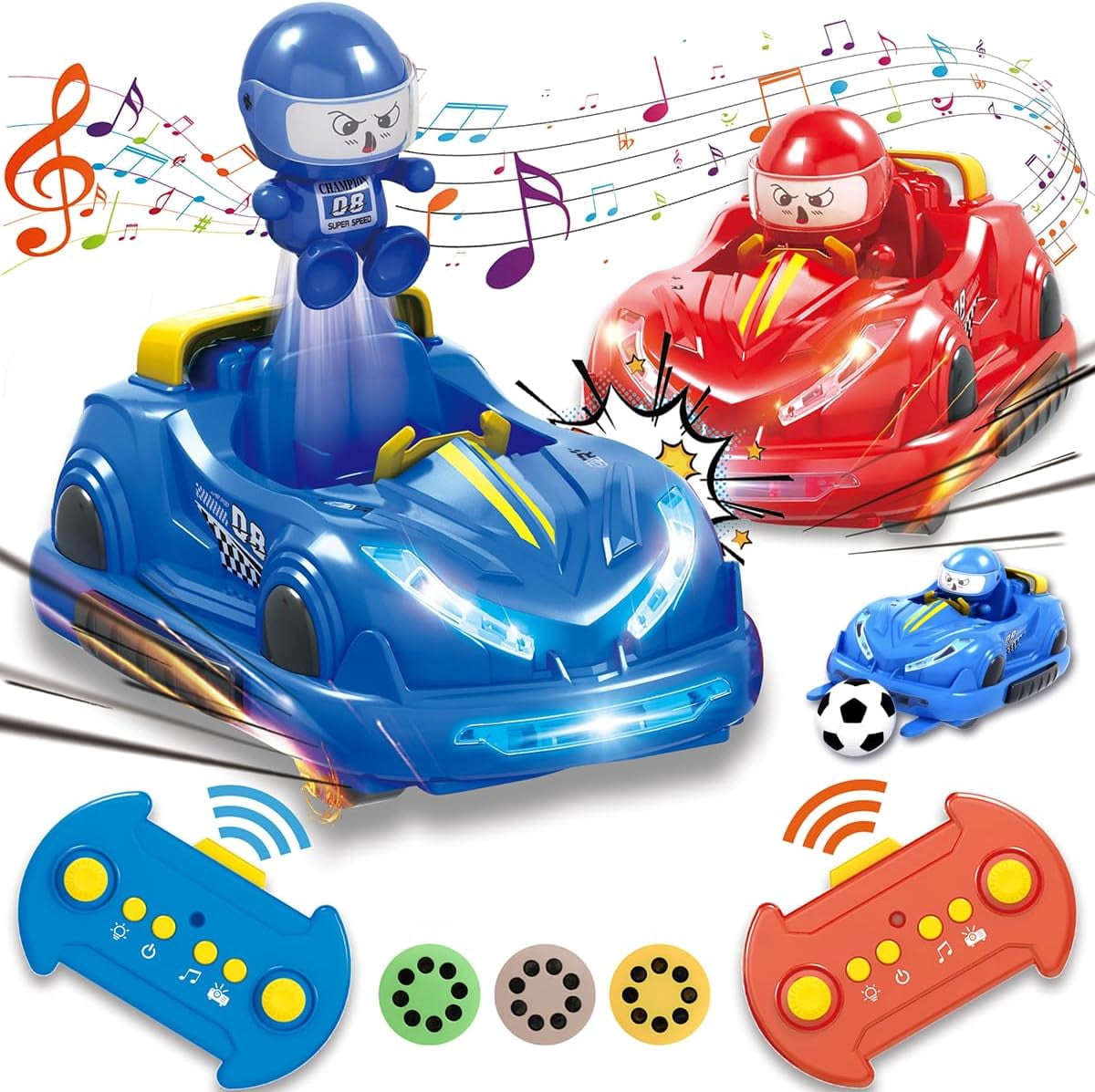 2 Pack Remote Control Battle Bumper Car for Kids, Fun Battle Robot Pop ...