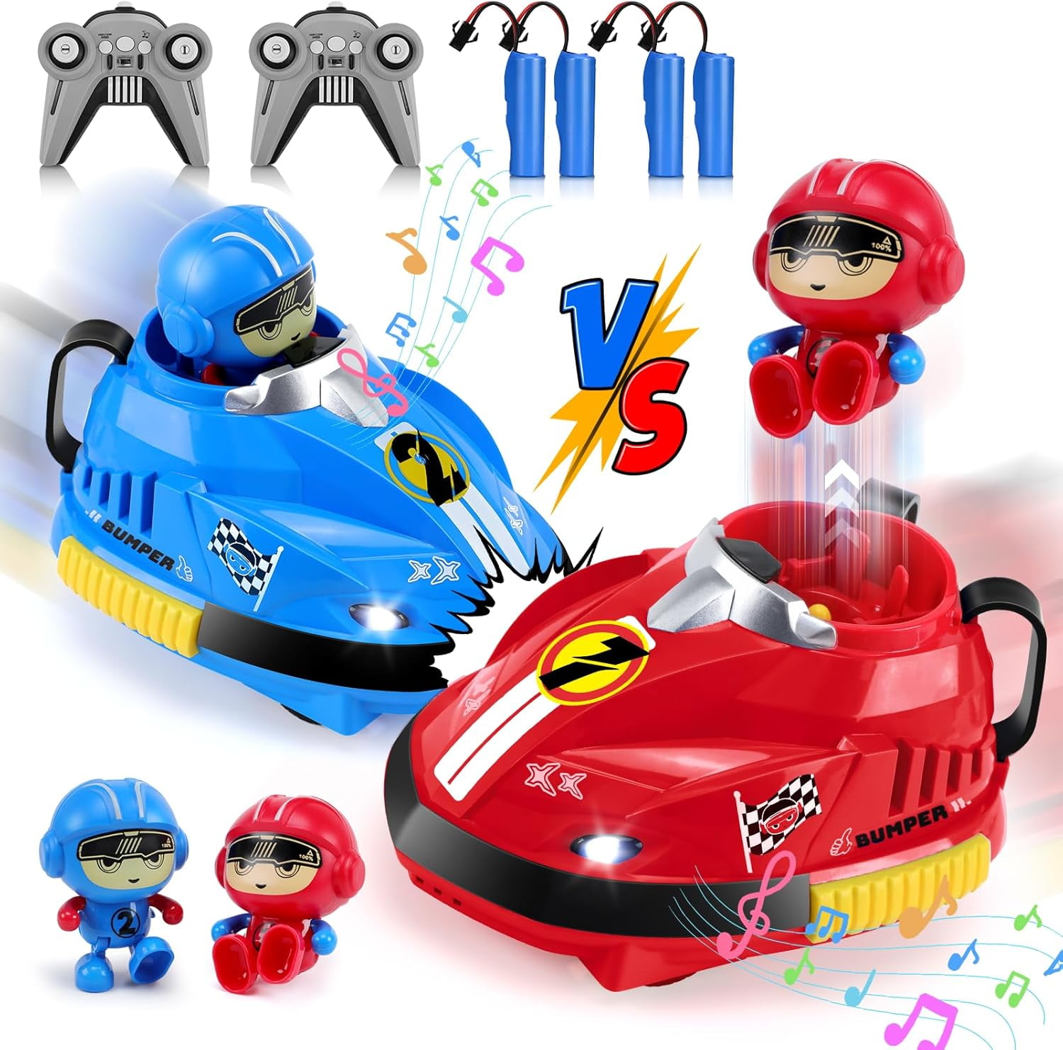 2 Pack Remote Control Bumper Cars Toys for Ages 3+ Kids, RC Cartoon Car ...