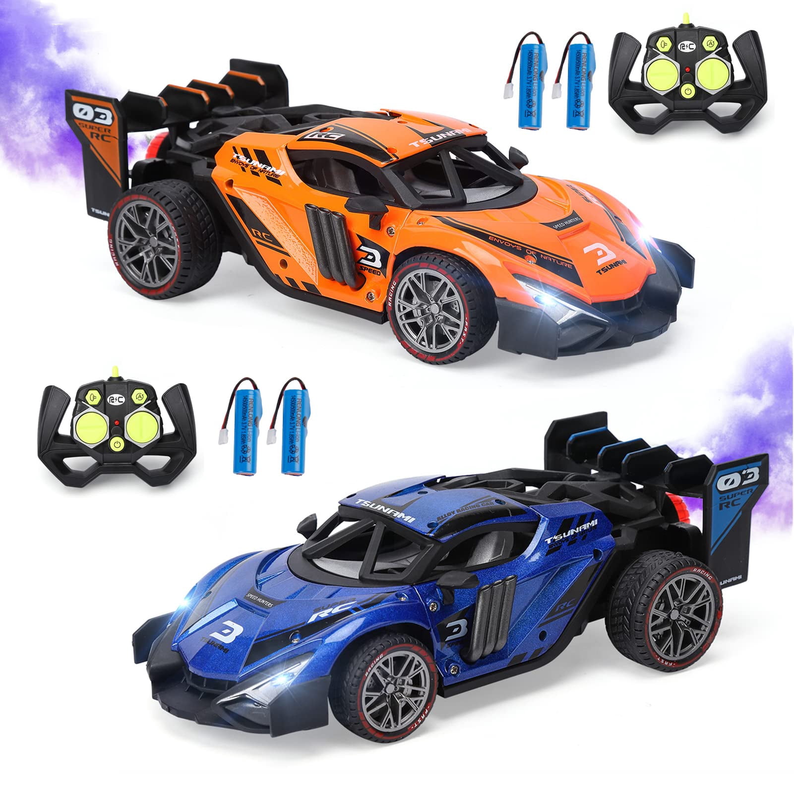 2 Pack Remote Control Drift Car with Spray and Light, Fog Mist High ...
