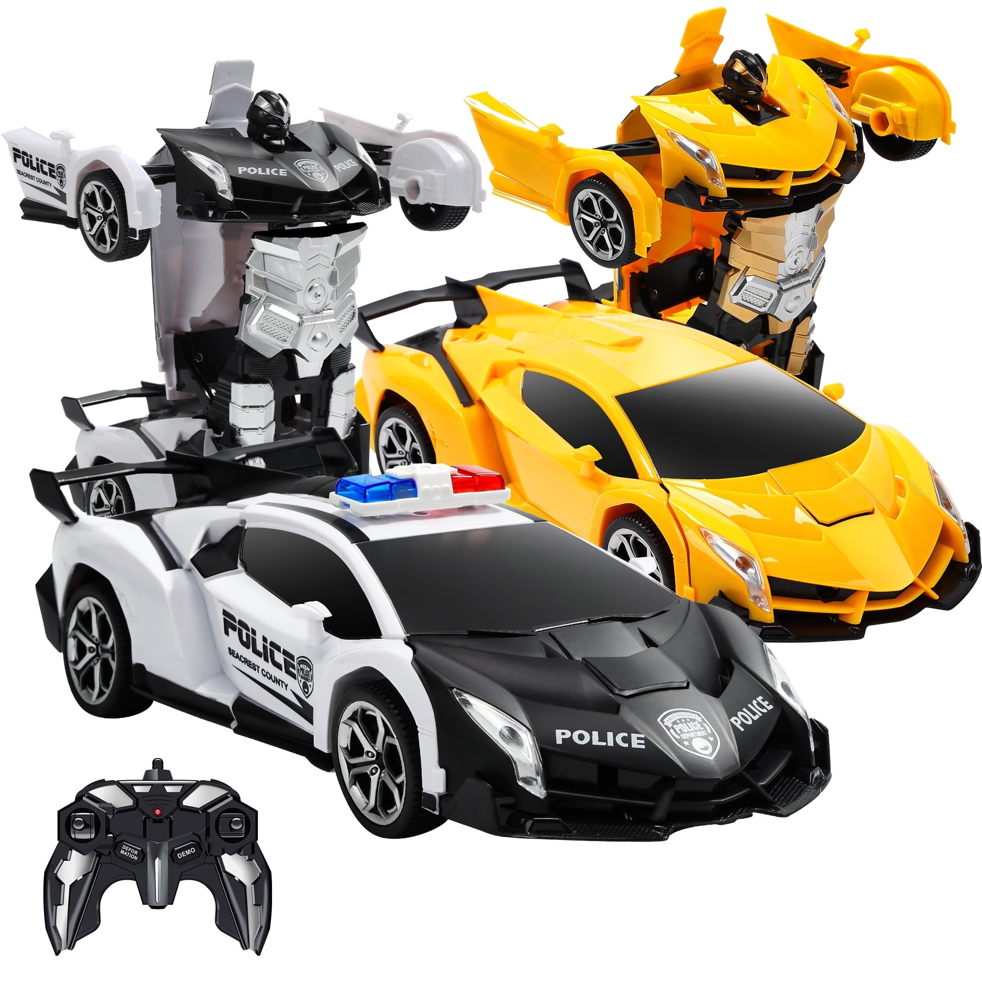 2-Pack of Remote Control Transforming Car for Boys Girls 4-7, 360 ...