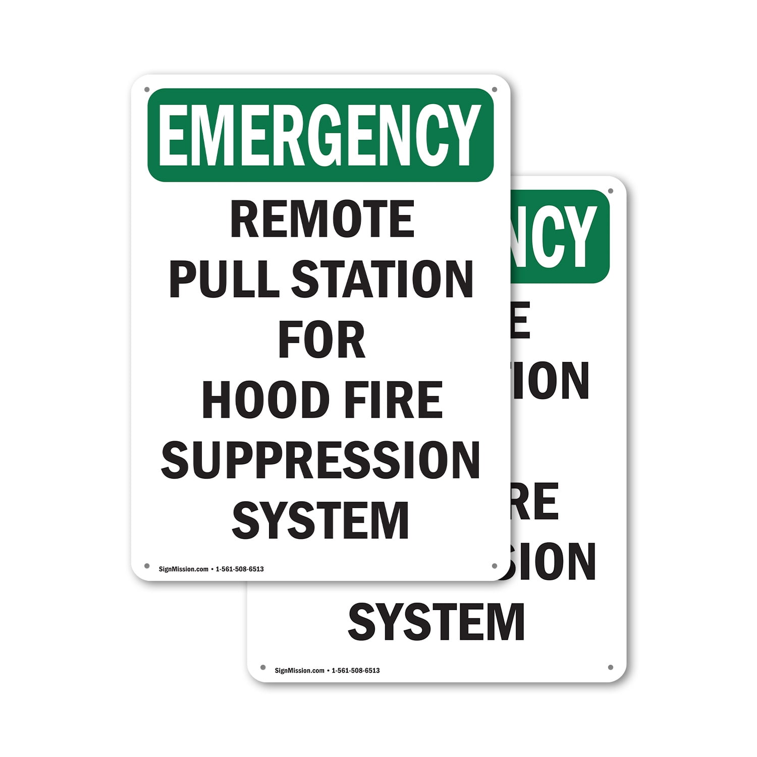 (2 Pack) Remote Pull Station For Hood Fire OSHA Emergency Sign 12 Inch ...
