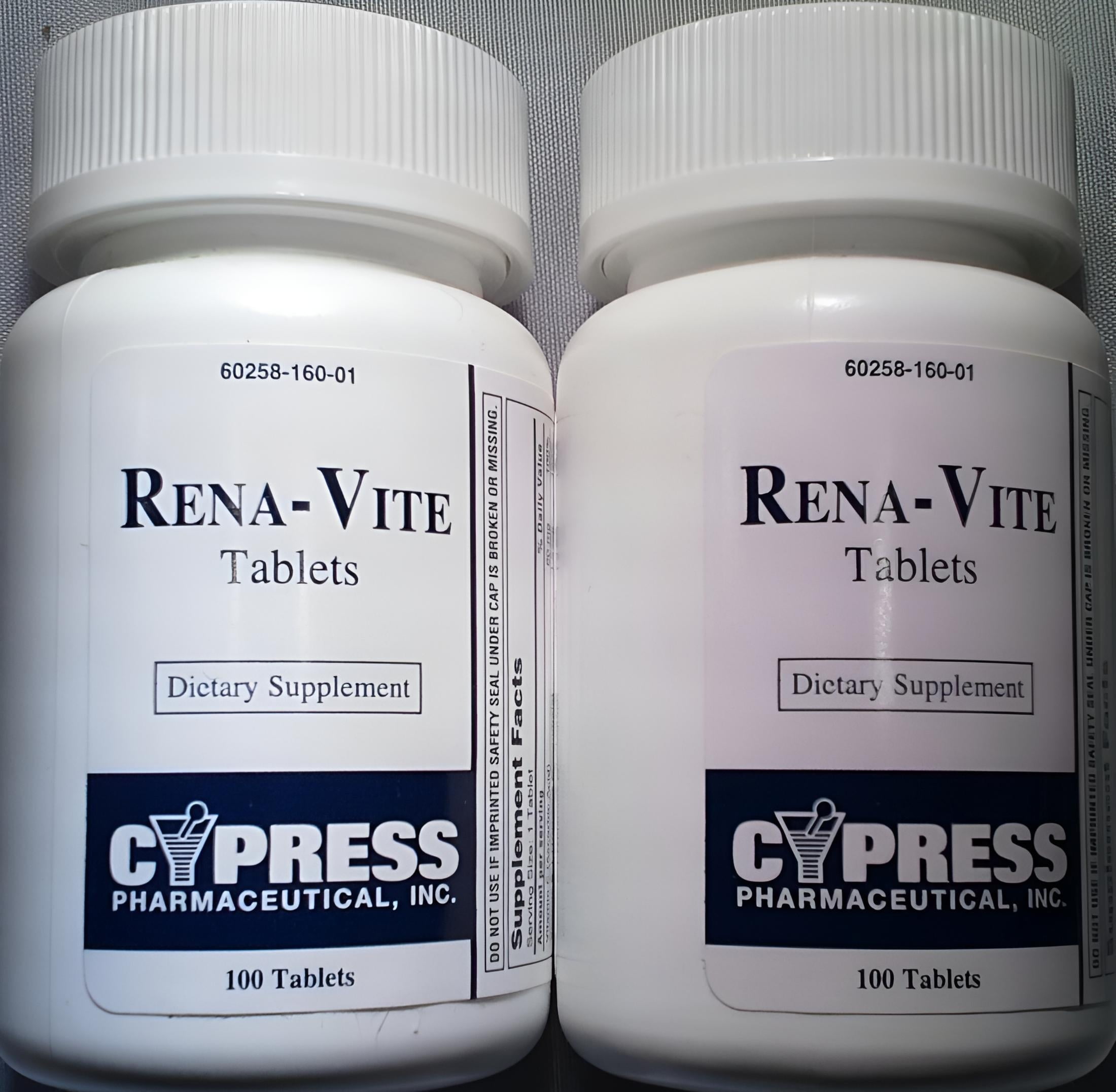 Cypress Rena-vite Renal Dietary Supplement 100 Ct Pack of 2 Bottles for ...