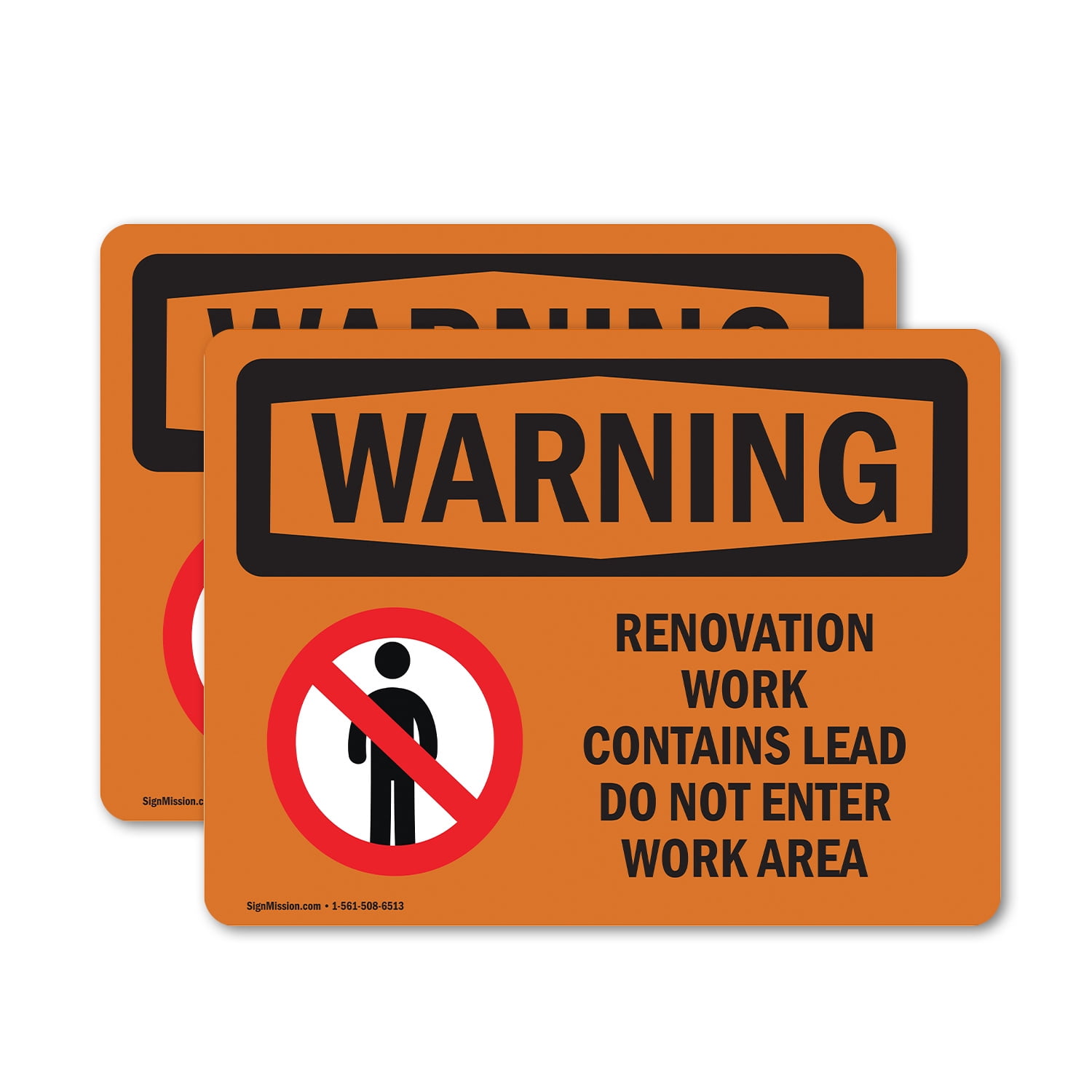 (2 Pack) Renovation Work Contains Lead Do Not Enter OSHA Warning Sign ...