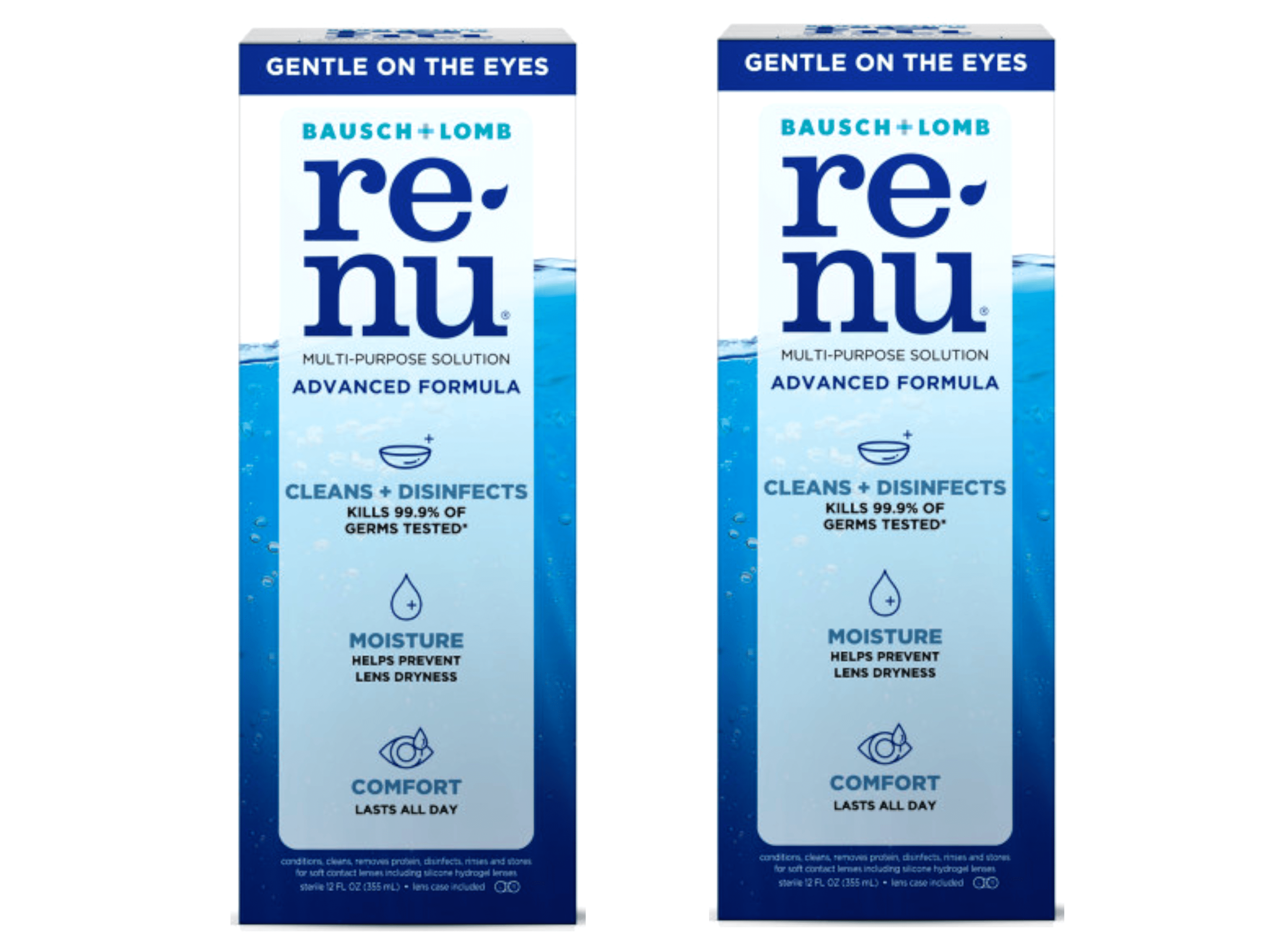 2 Pack - Renu Contact Lens Solution, Advanced Formula Multipurpose Lens Cleaner for Eye Contacts ...