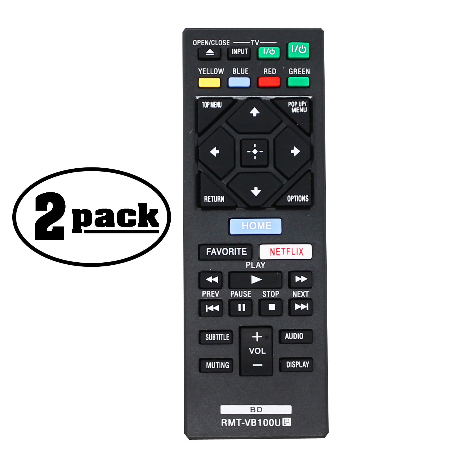 2-Pack Replacement BDP-BX650 Remote Control for Sony Blu-ray Disc ...