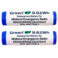 (2-Pack) Replacement Battery for Midland Emergency Radio ER210 (2nd Gen ...