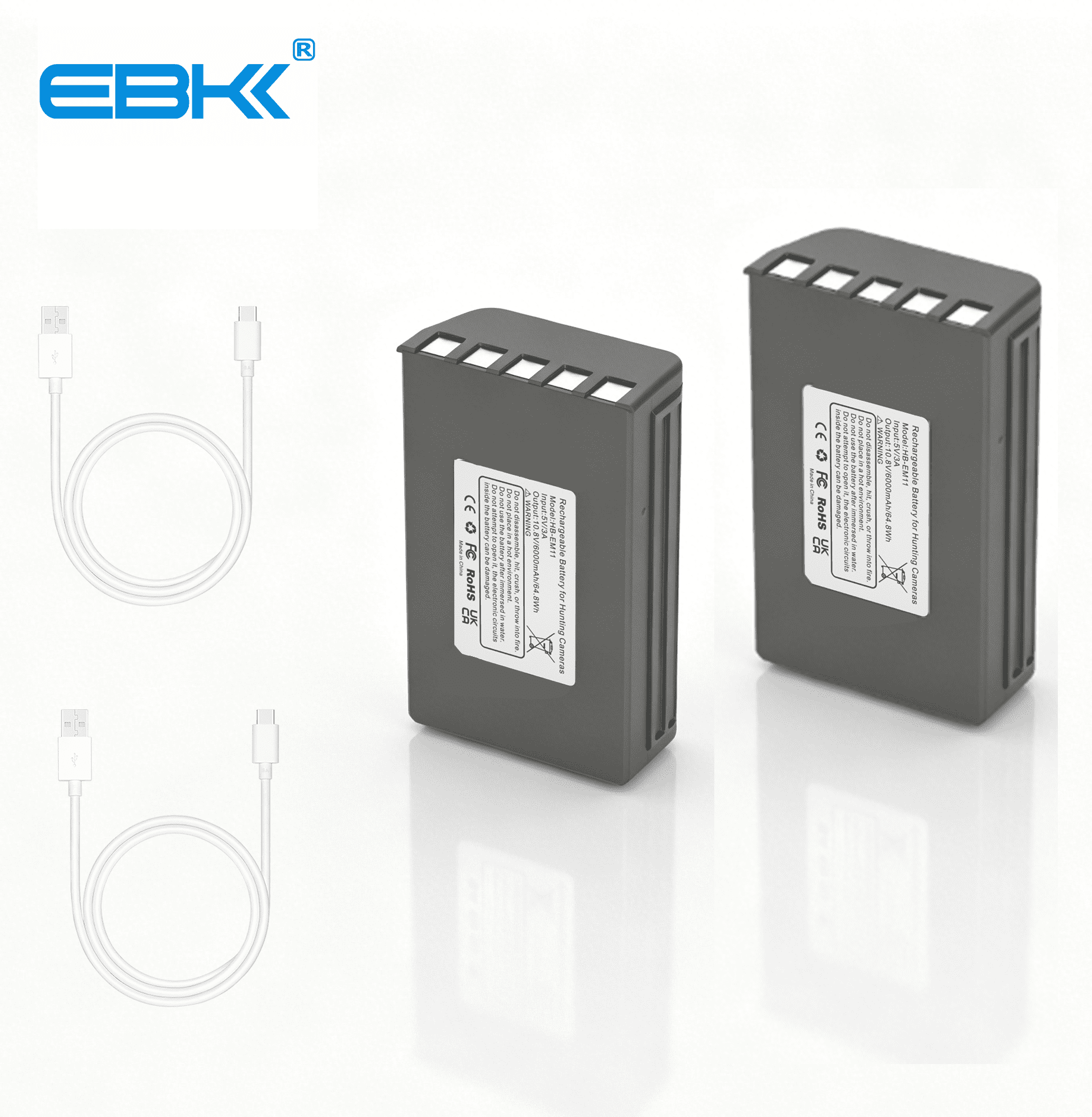 EBKK 2-Pack 6000mAh Replacement Battery Compatible with Steahlt Cam ...