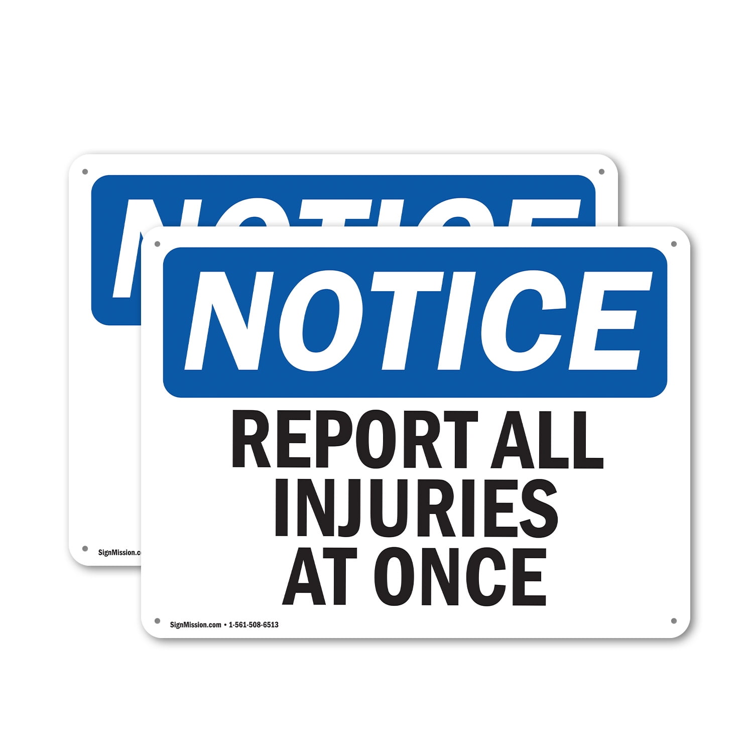 (2 Pack) Report All Injuries At Once OSHA Notice Sign 14 Inch X 10 Inch ...