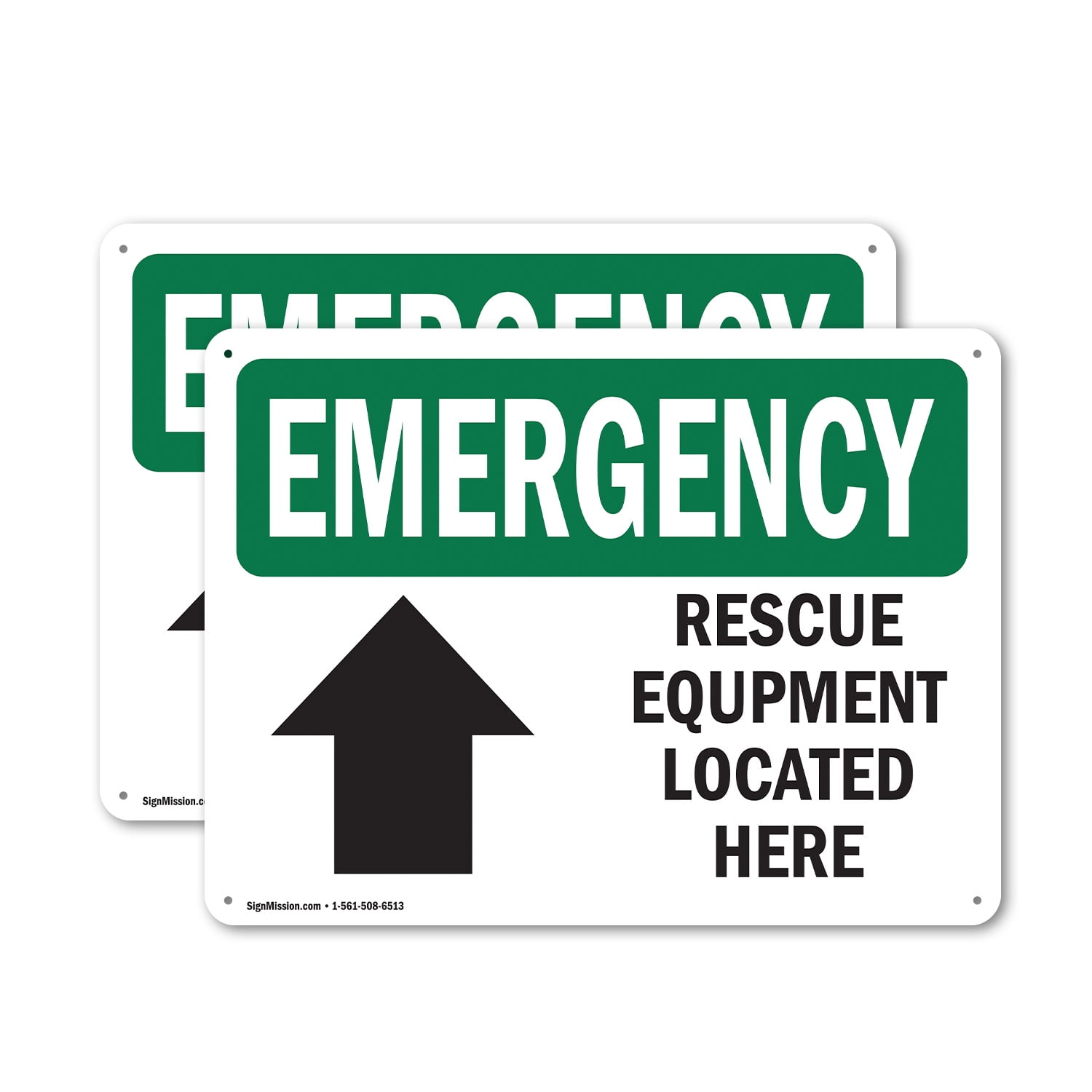 (2 Pack) Rescue Equipment Located Here OSHA Emergency Sign 24 Inch X 18 ...