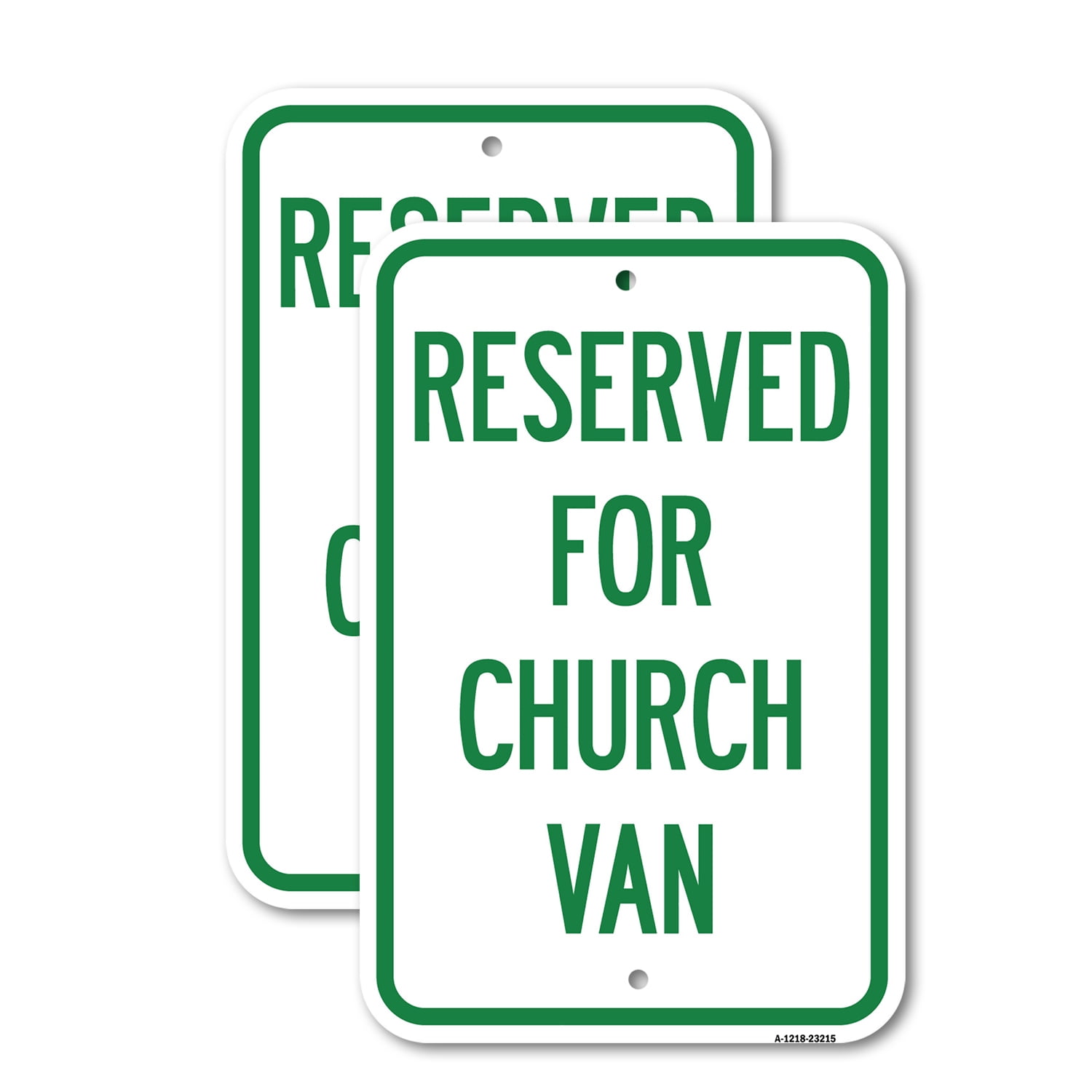 (2 Pack) Reserved for Church Van | 12" X 18" Heavy-Gauge Aluminum Sign ...