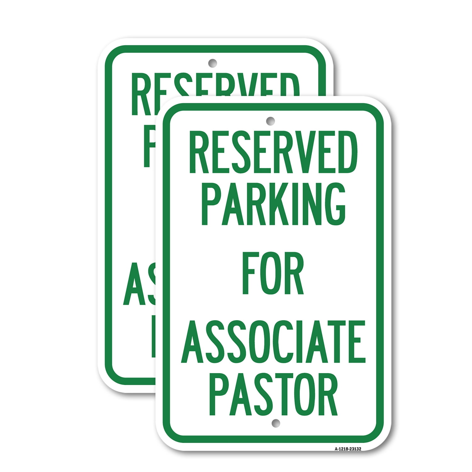 (2 Pack) Reserved Parking for Associate Pastor | 12" X 18" Heavy-Gauge ...