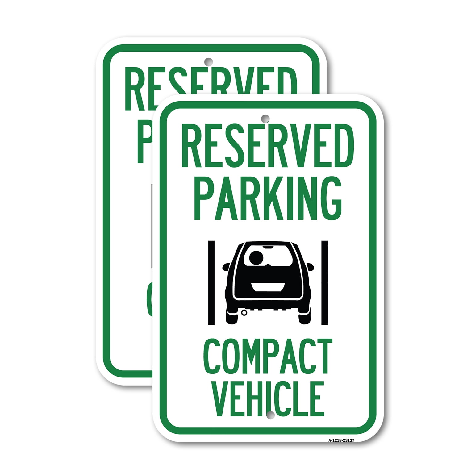 (2 Pack) Reserved Parking Compact Vehicle | 18" X 24" Heavy-Gauge ...